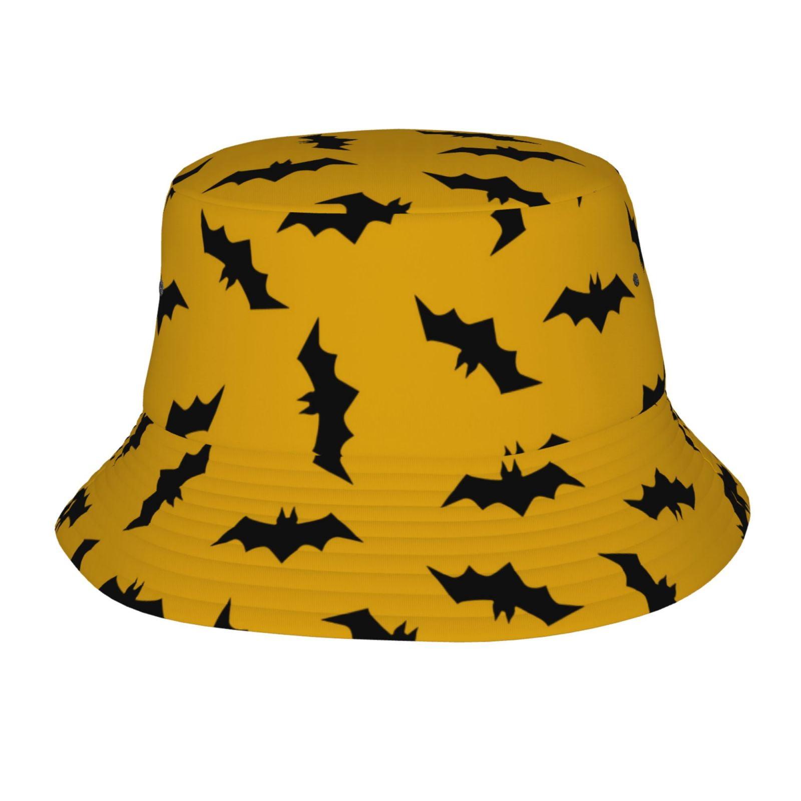 Sun Hats for Women and Men halloween black bats yellow Packable Bucket ...