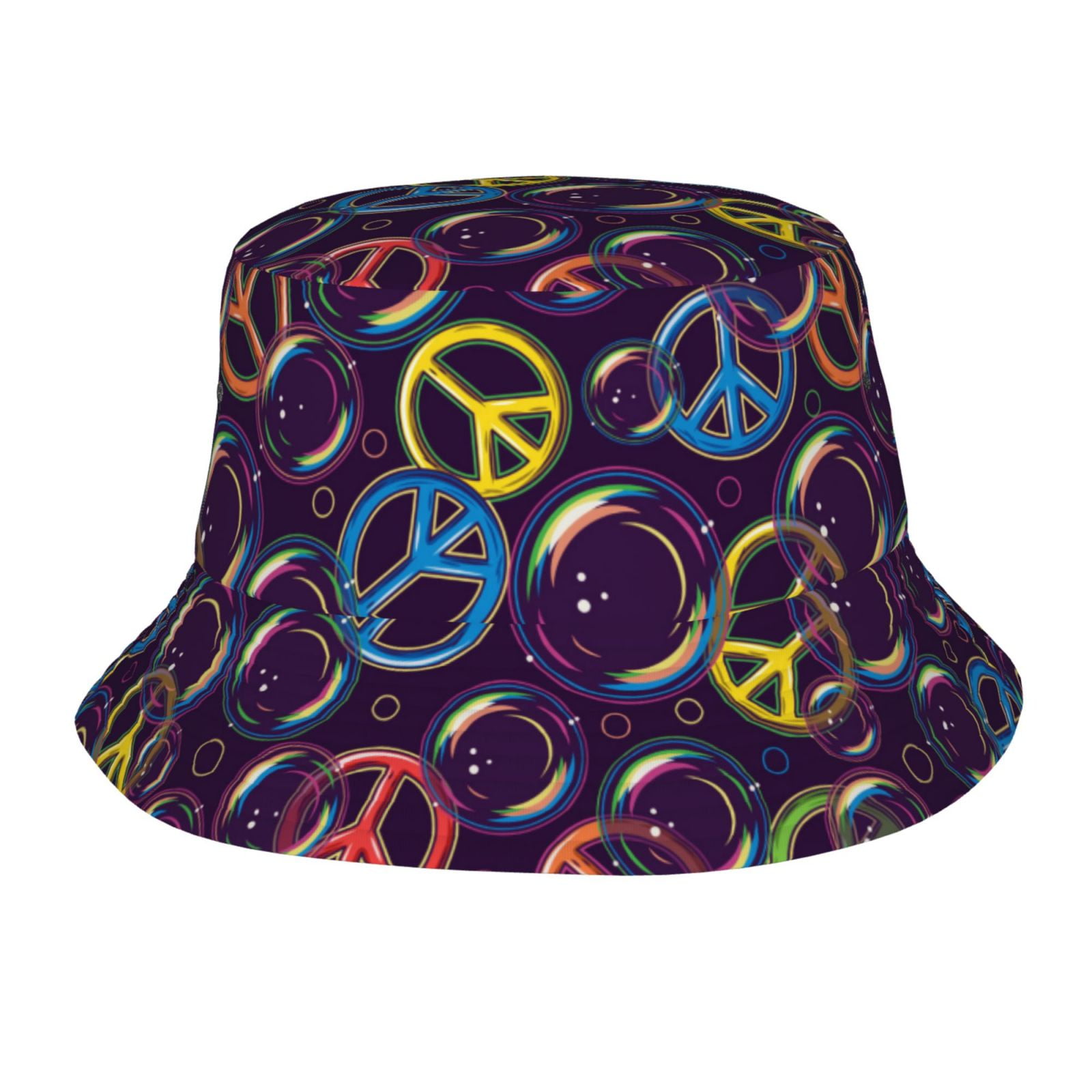 Sun Hats for Women and Men peace sign bubbles dark purple Packable ...