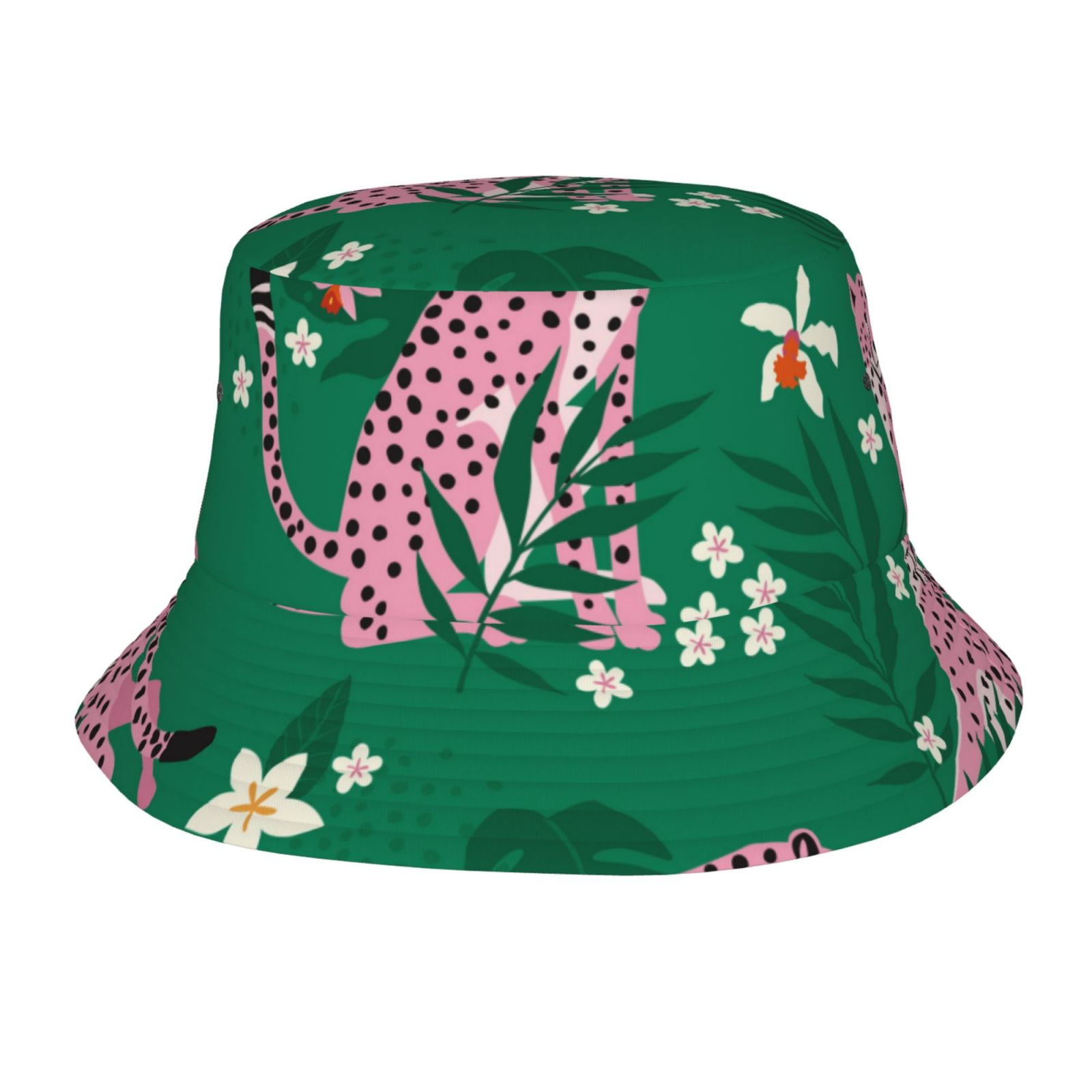 Sun Hats for Women and Men pink leopard Packable Bucket Hat, Sun Protction Summer Beach Hat ...