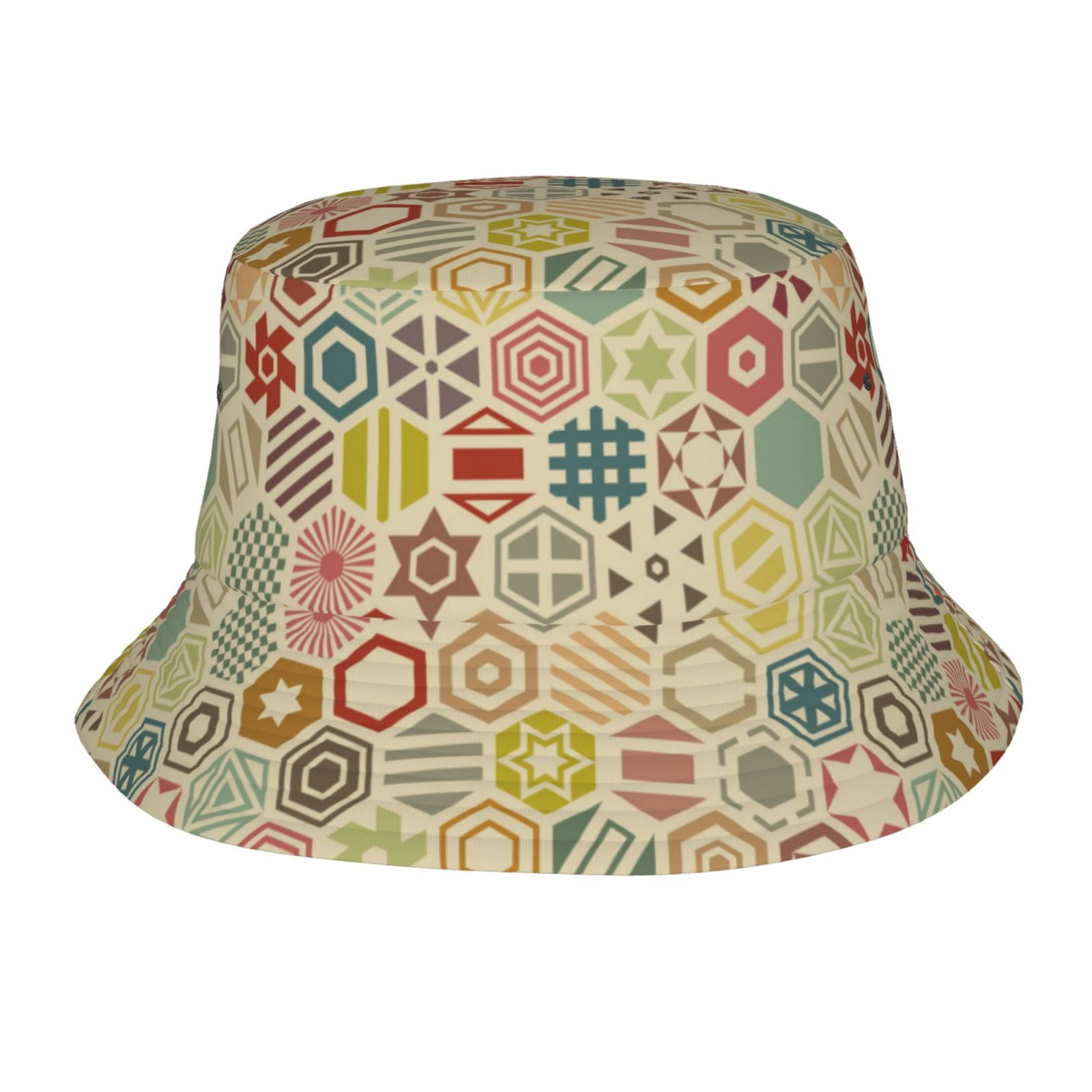 Sun Hats for Women and Men retro geometry Packable Bucket Hat, Sun Protction Summer Beach Hat ...