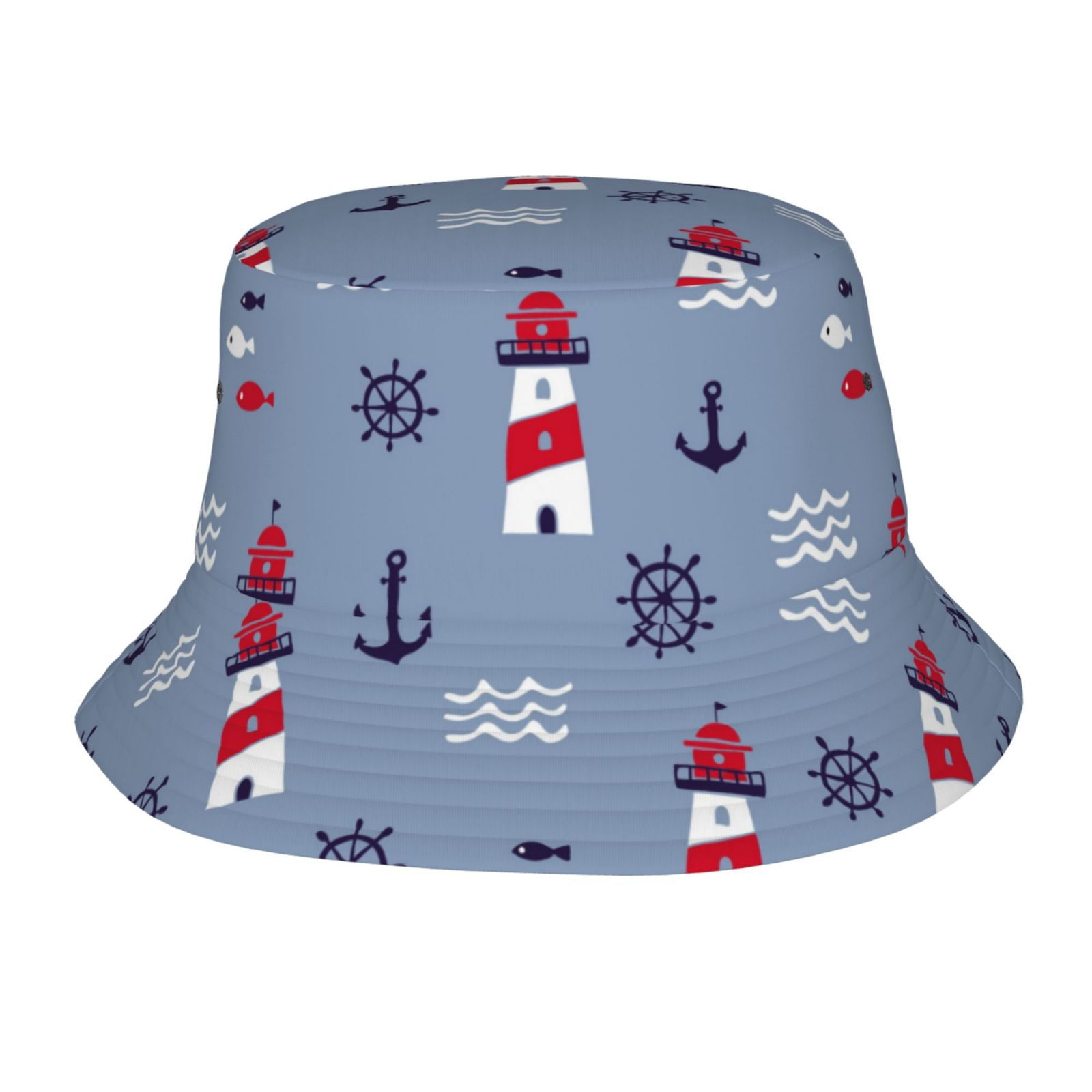Sun Hats for Women and Men retro lighthouses anchor fish cute Packable ...