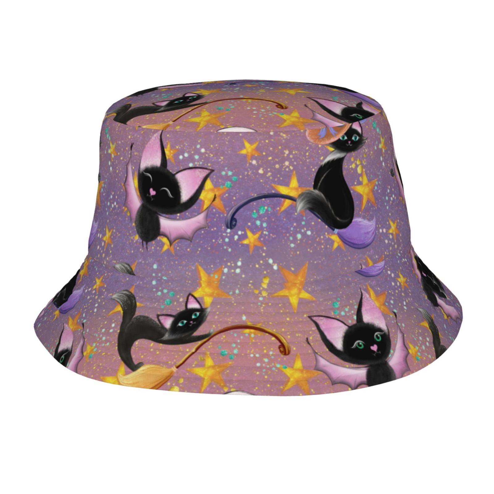 Sun Hats for Women and Men shiny cat bat skull pumpking spider Packable ...