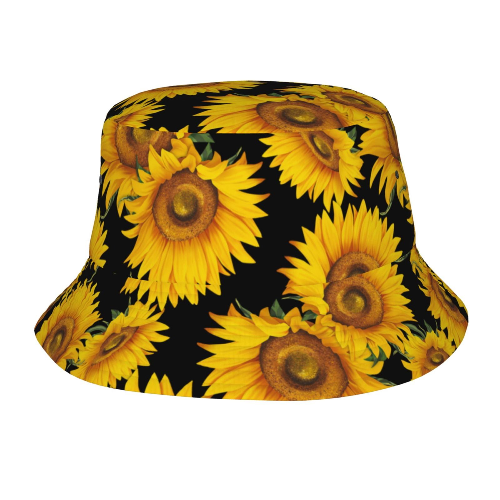 Sun Hats for Women and Men sunflower floral leaf hand drawn Packable ...