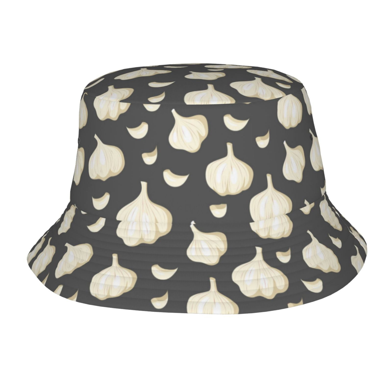 Sun Hats for Women and Men white Garlic Pattern Packable Bucket Hat ...