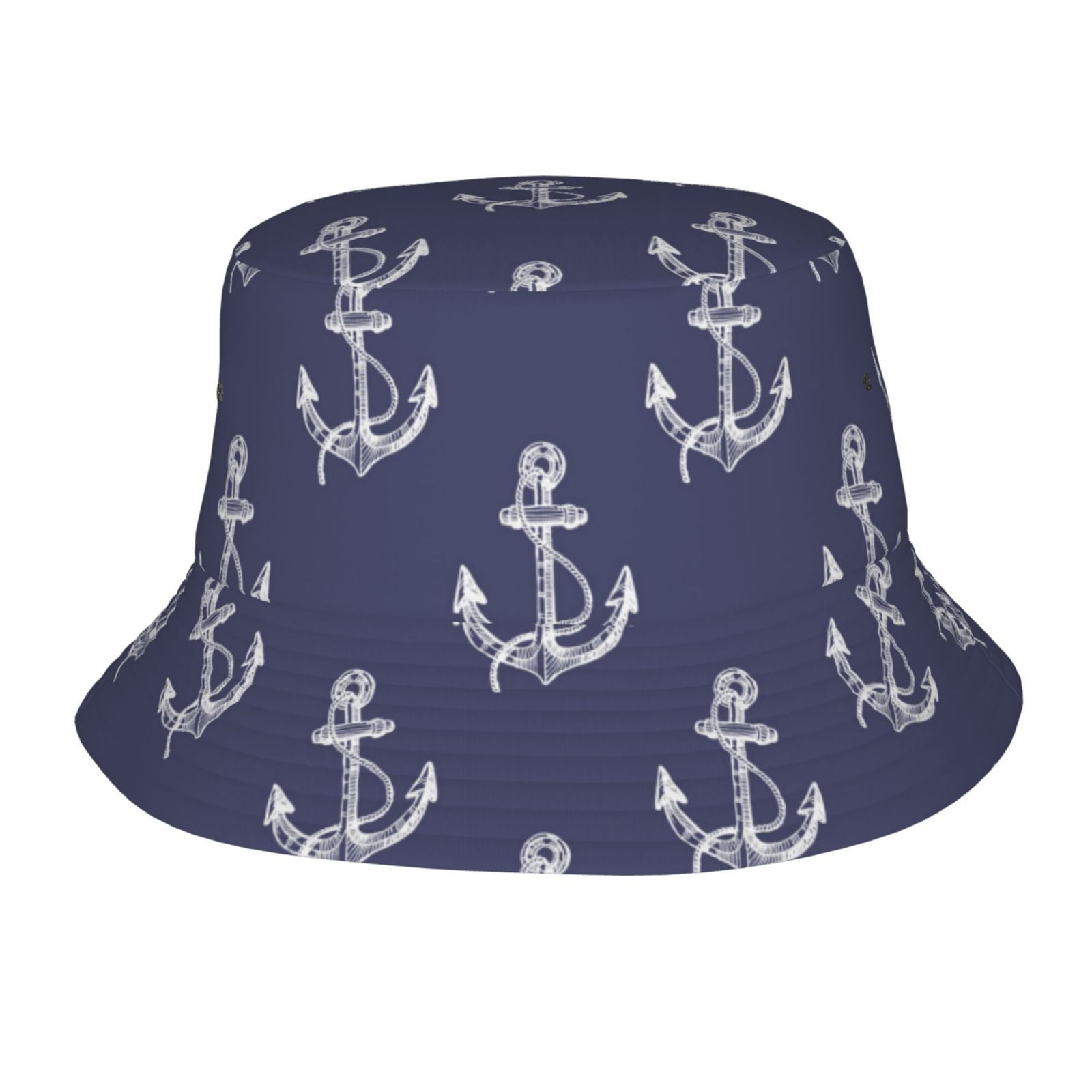 Sun Hats for Women and Men white anchors vintage navyblue Packable ...