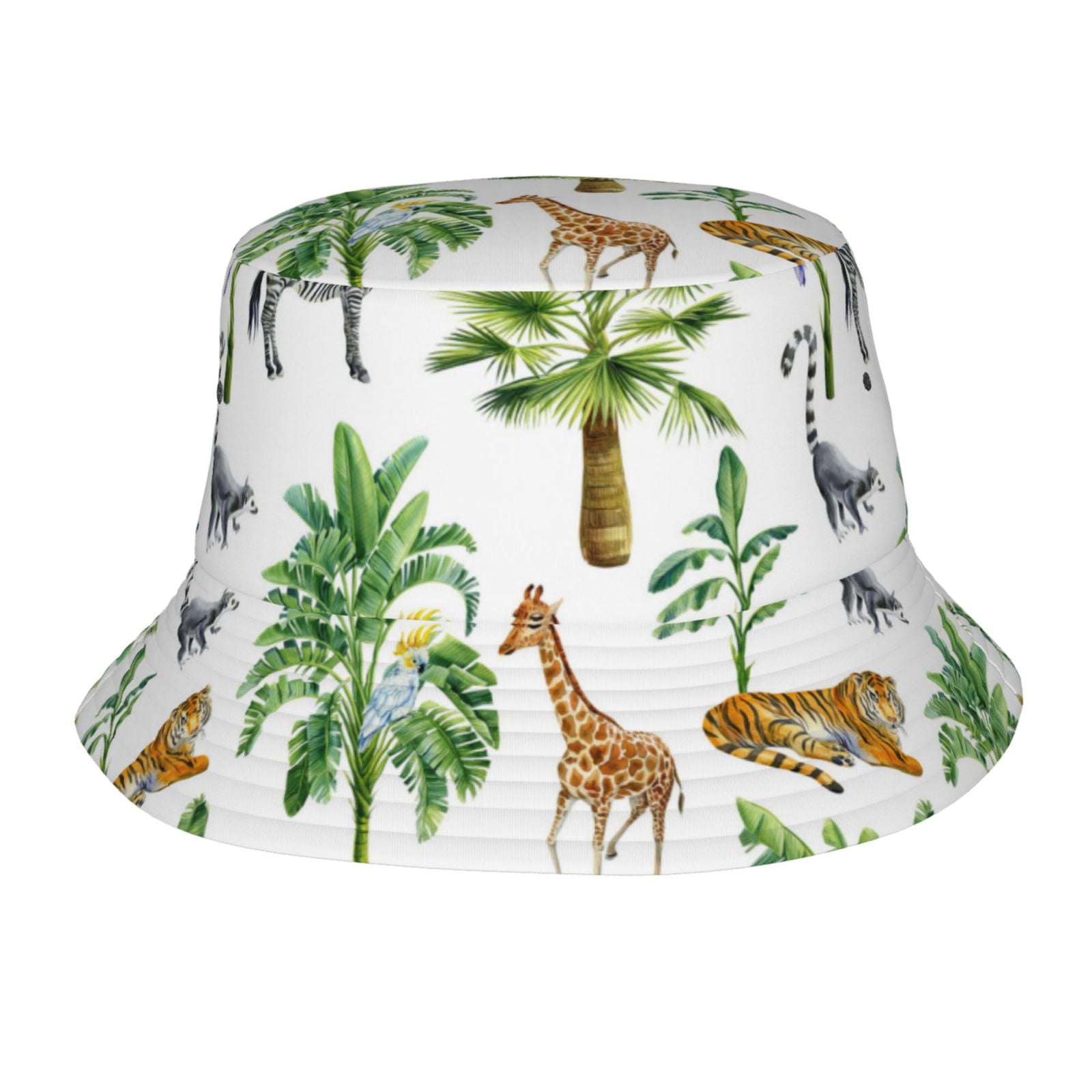 Sun Hats for Women and Men zebra tiger Giraffe Tropical palm tree ...