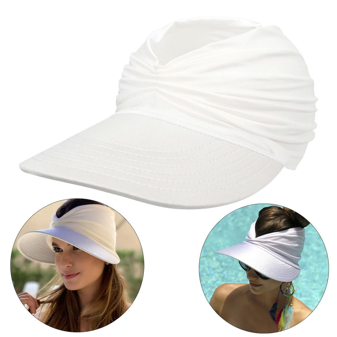 Sun Hats for Women with Hat Clip, Sun Visors for Women, Beach Visor Cap ...