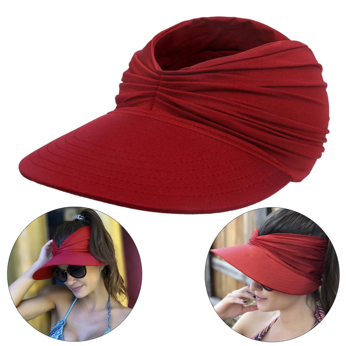 Sun Hats for Women with Hat Clip, Sun Visors for Women, Beach Visor Cap ...