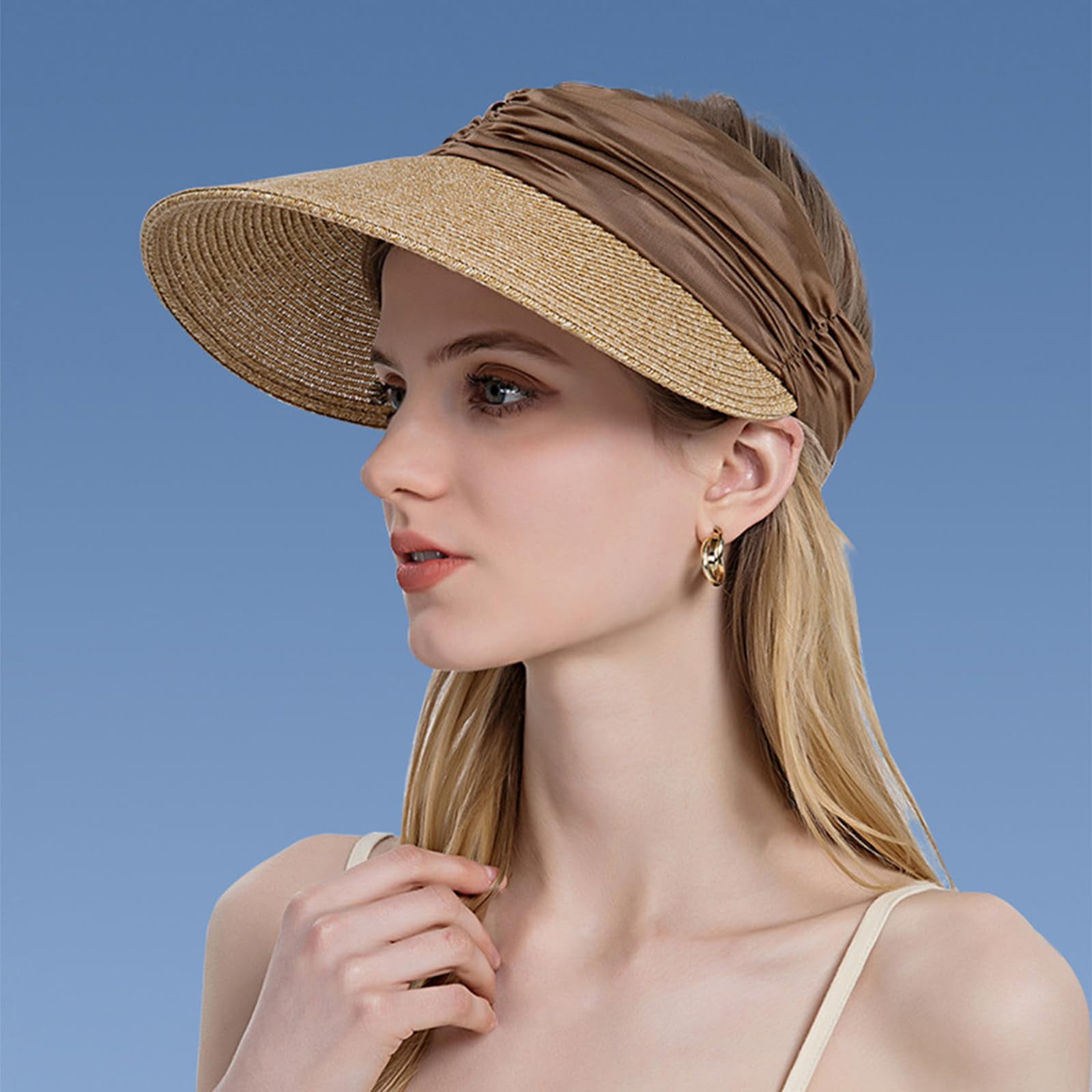 Sun Hats for Women with Hat Clip, Women Floppy Foldable Wide Brim Sun ...