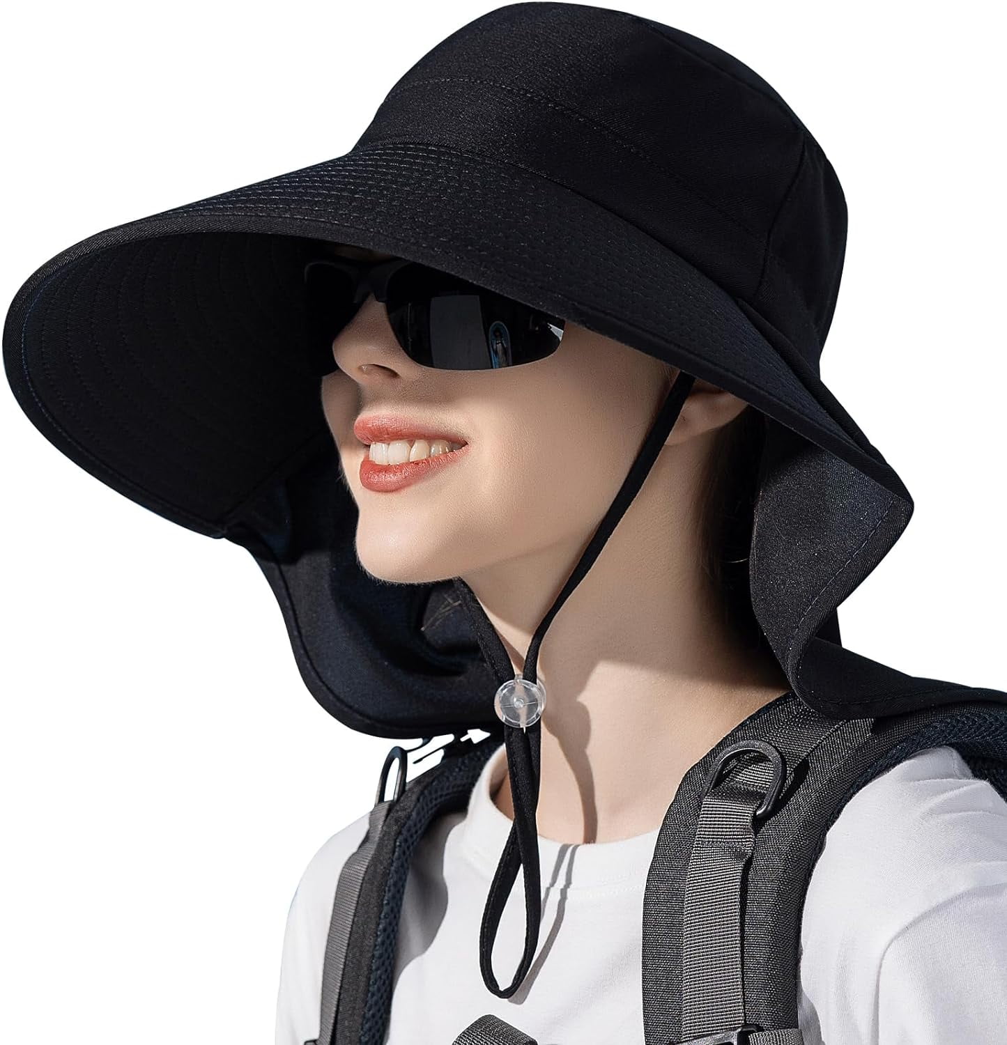 Sun Hats for Women with Neck Flap Ponytail Hole Women Sun Hats Rollable ...
