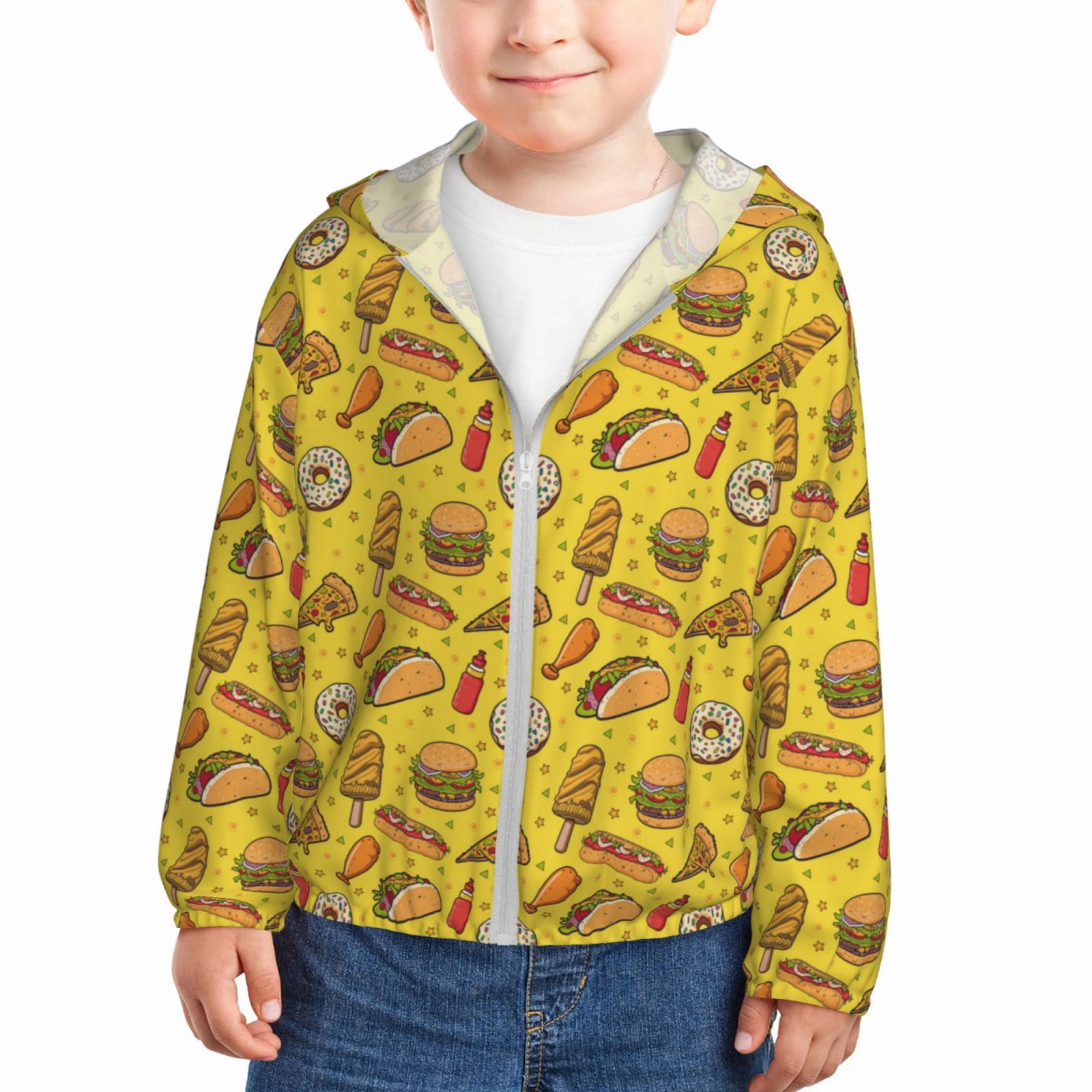 Sun Hoodie for Kids Cute Food Ketchup Burger Long Sleeve Swim Fishing ...