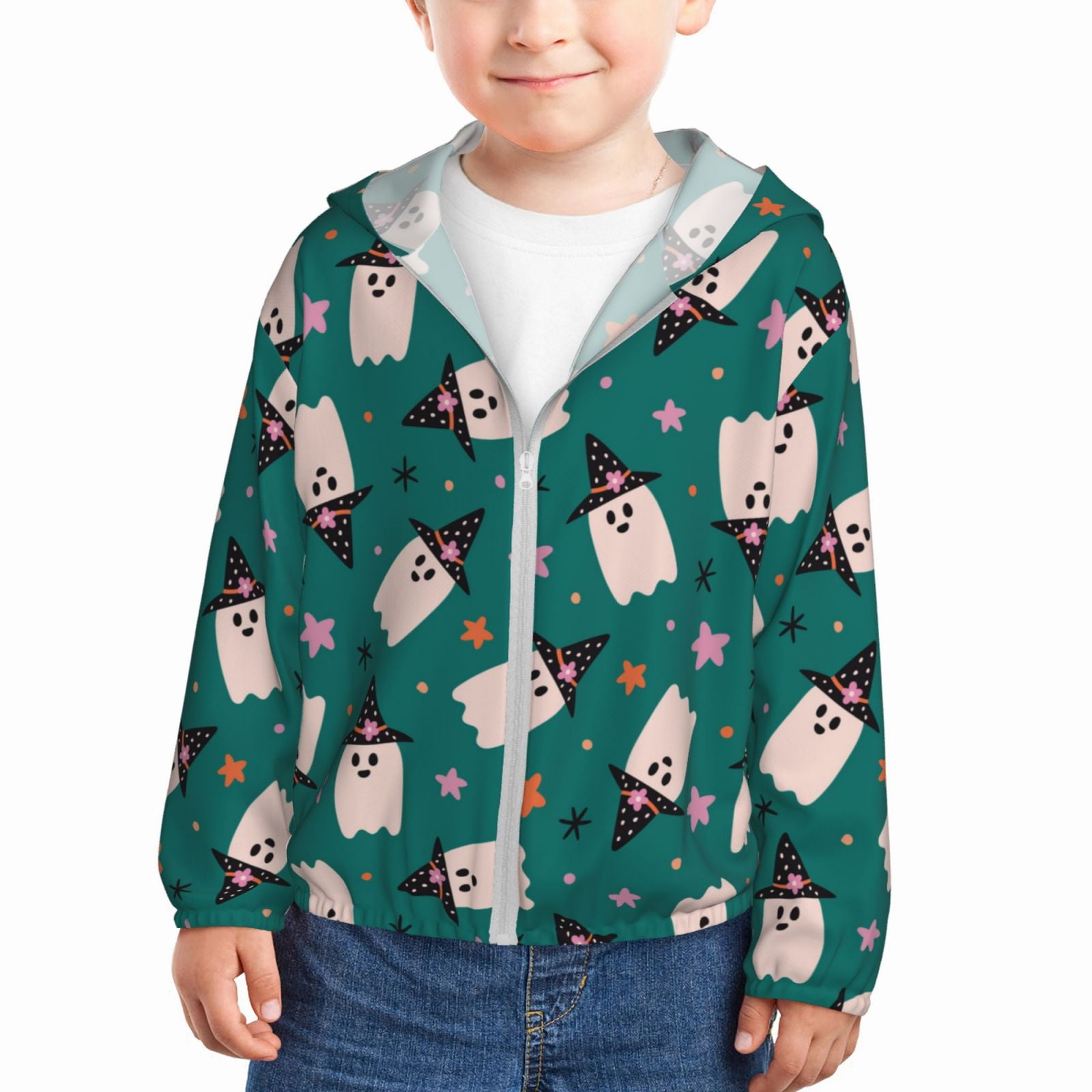 Sun Hoodie for Kids Halloween Ghosts Long Sleeve Swim Fishing Shirts ...