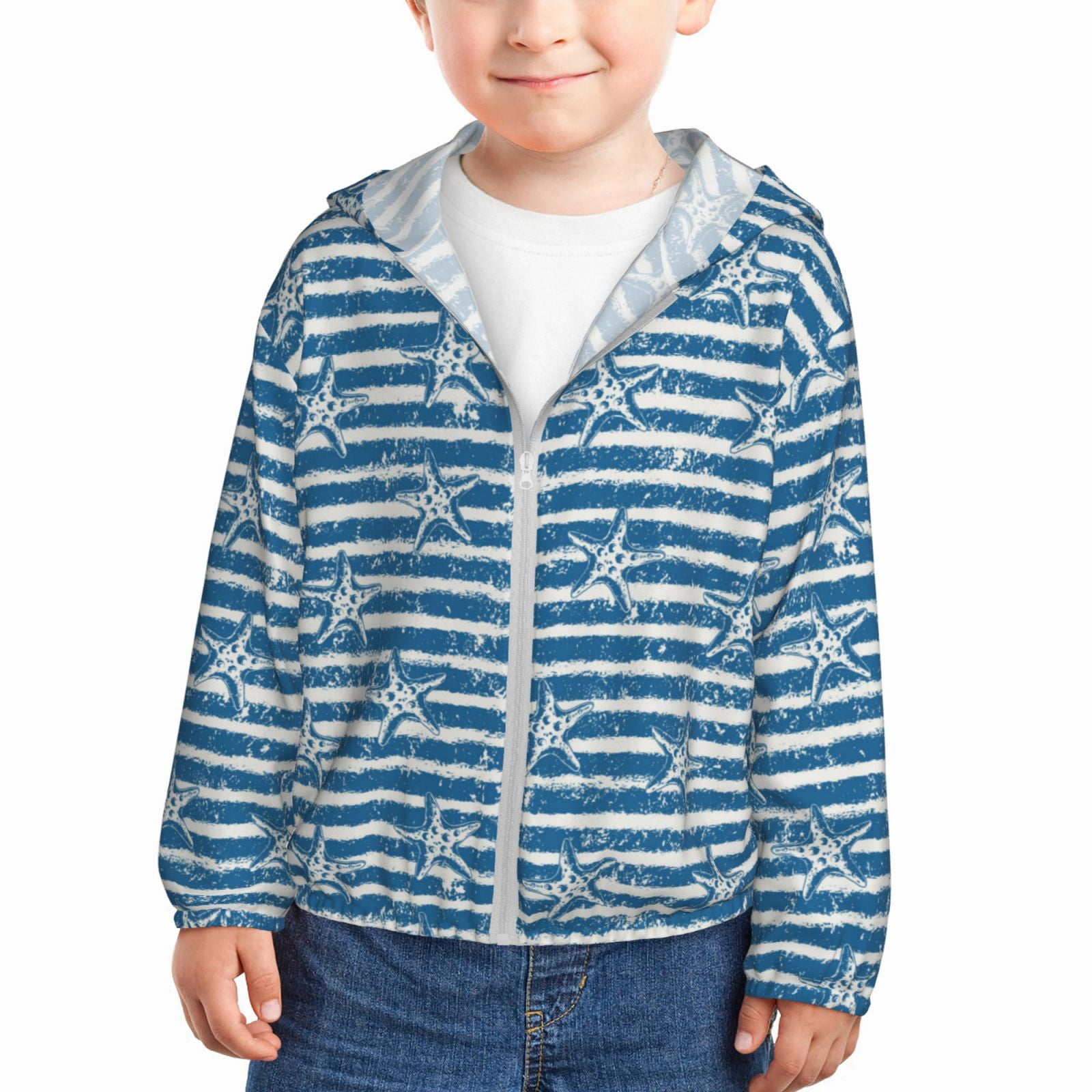 Sun Hoodie for Kids Ocean on Striped Long Sleeve Swim Fishing Shirts ...