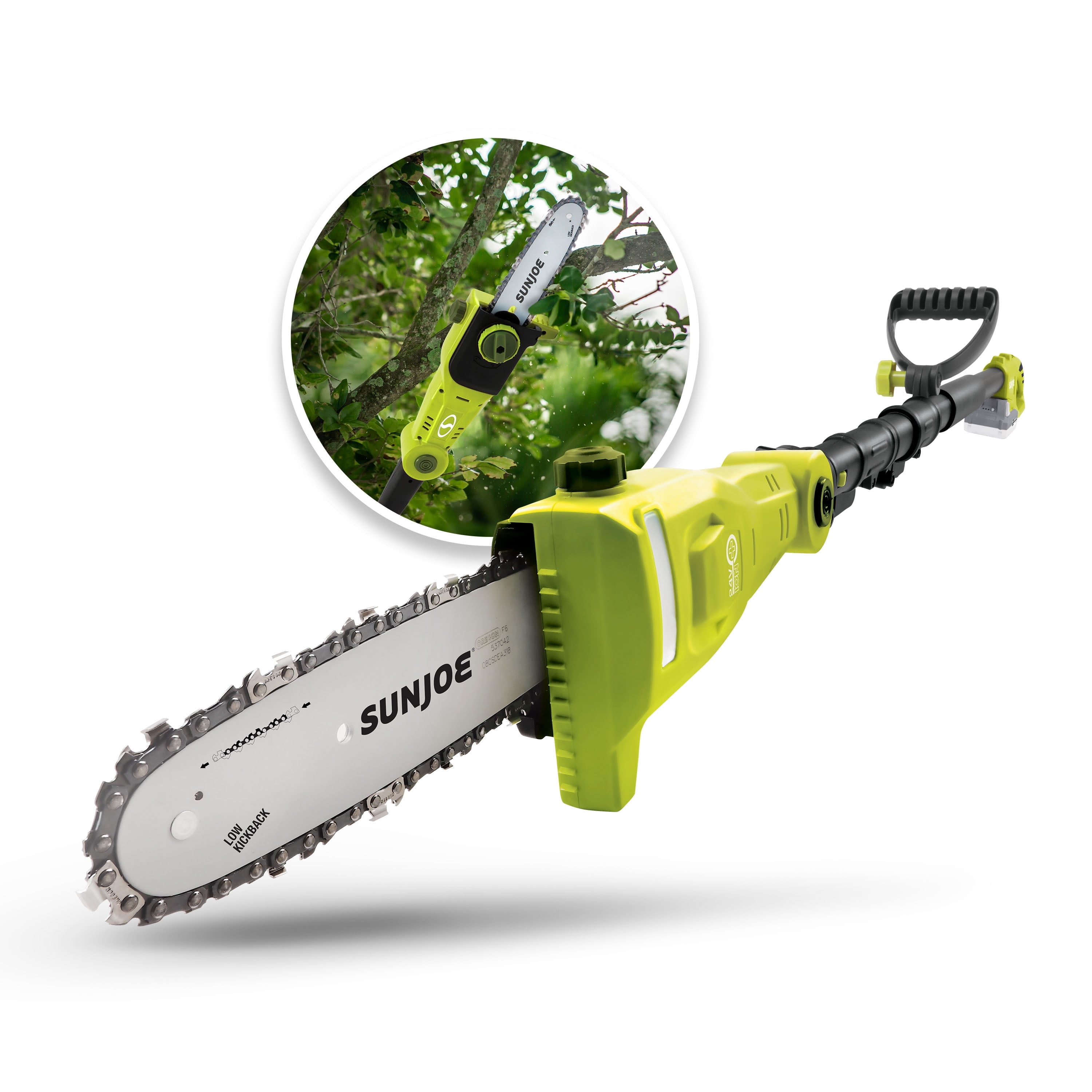 Sun Joe 24-Volt Cordless Telescoping Pole Chainsaw, 8-inch, Tool Only ...