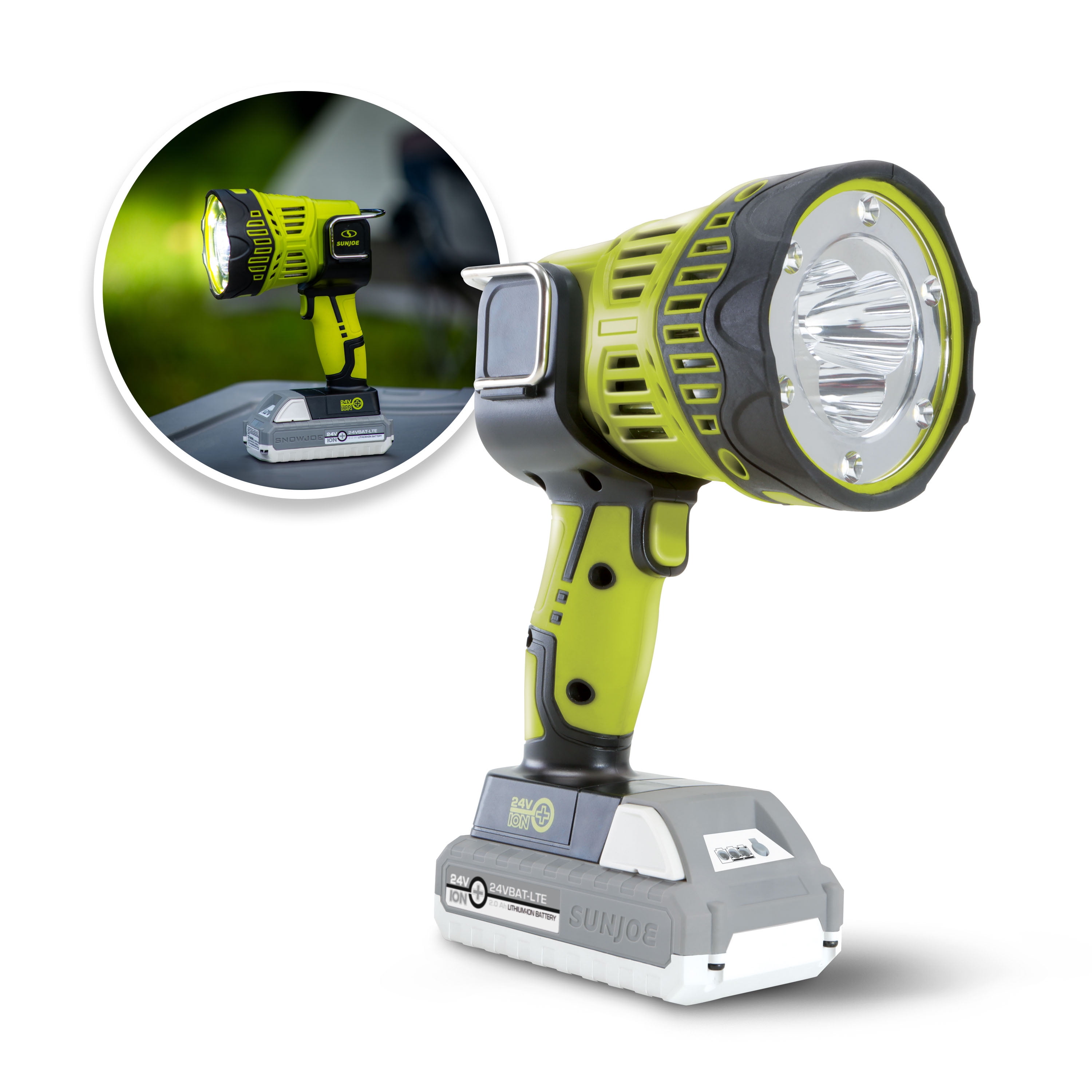 Sun Joe 24V Cordless Handheld Flashlight, 1500 Lumens, 5 Light Modes, 2 ...