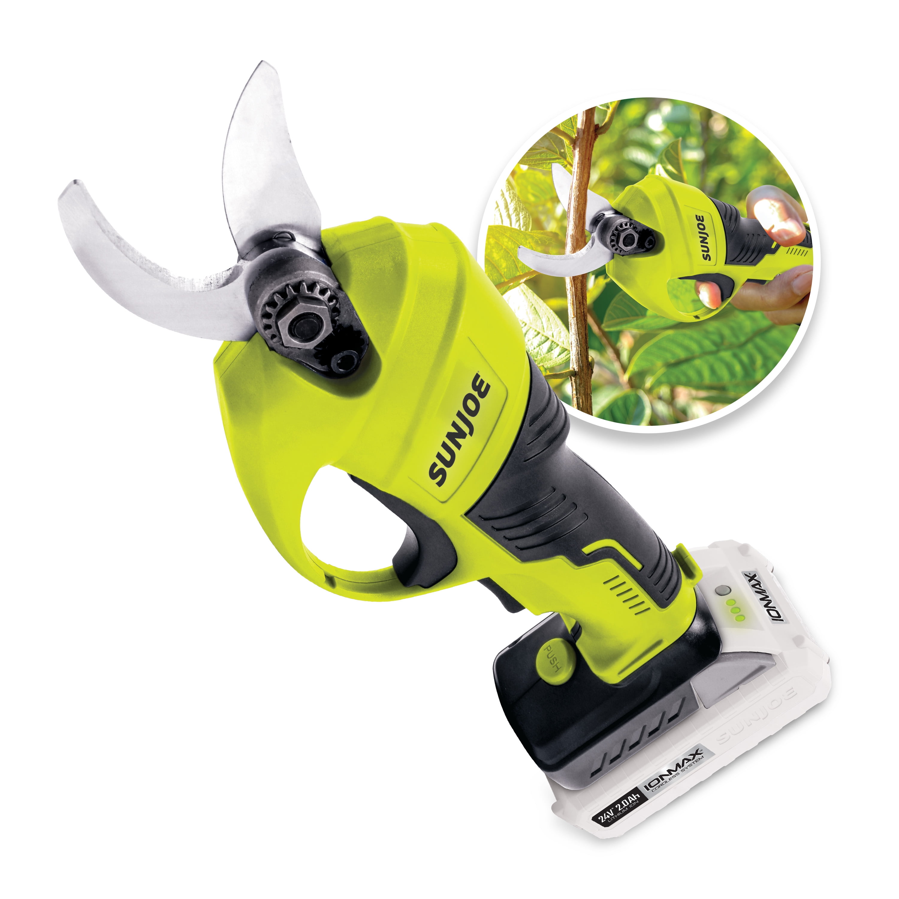 Sun Joe 24V Cordless Handheld Pruner, 80-Watts, 2.0-Ah Battery ...