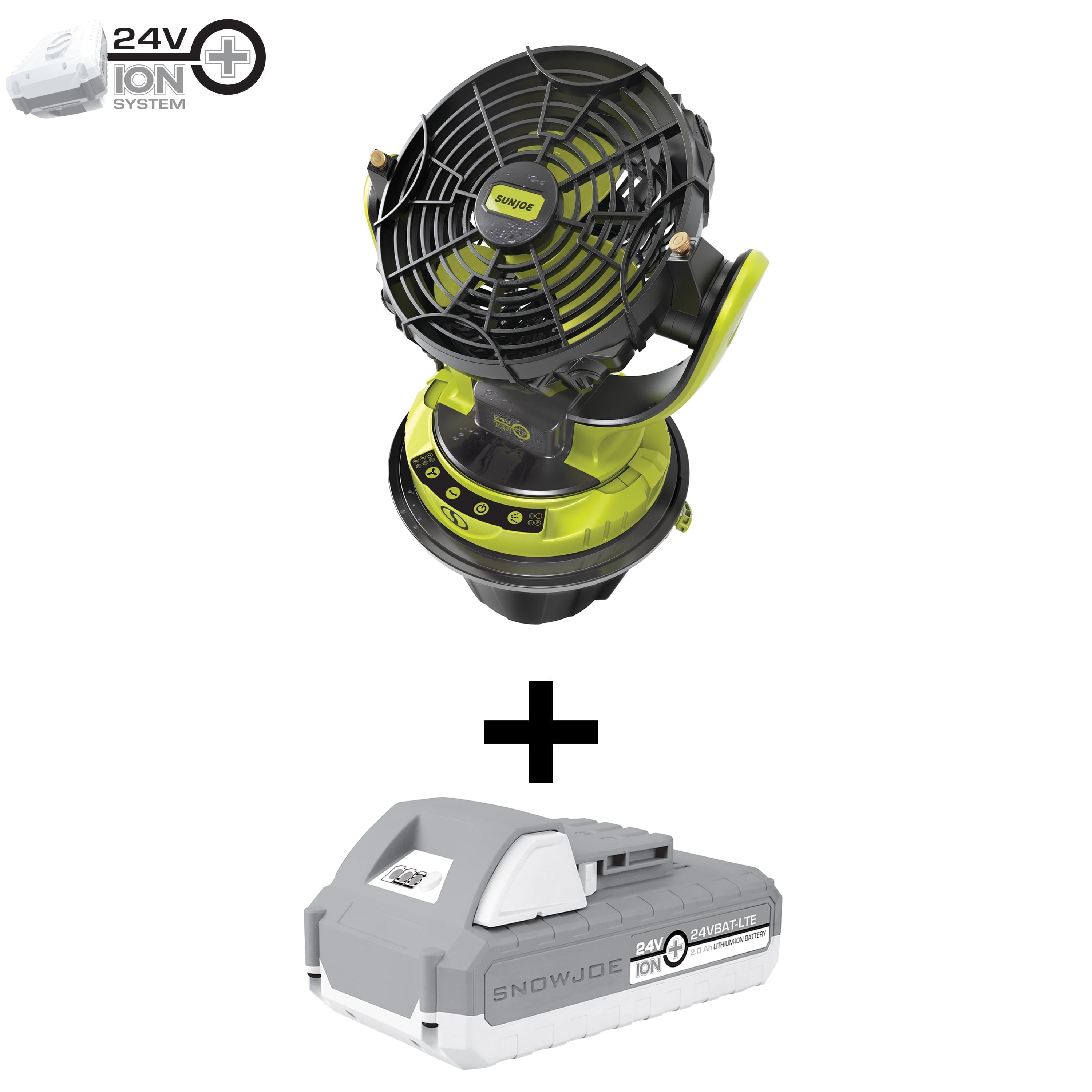 Sun Joe 24V Cordless Indoor/Outdoor Portable Misting Fan, 6-Gal Bucket ...