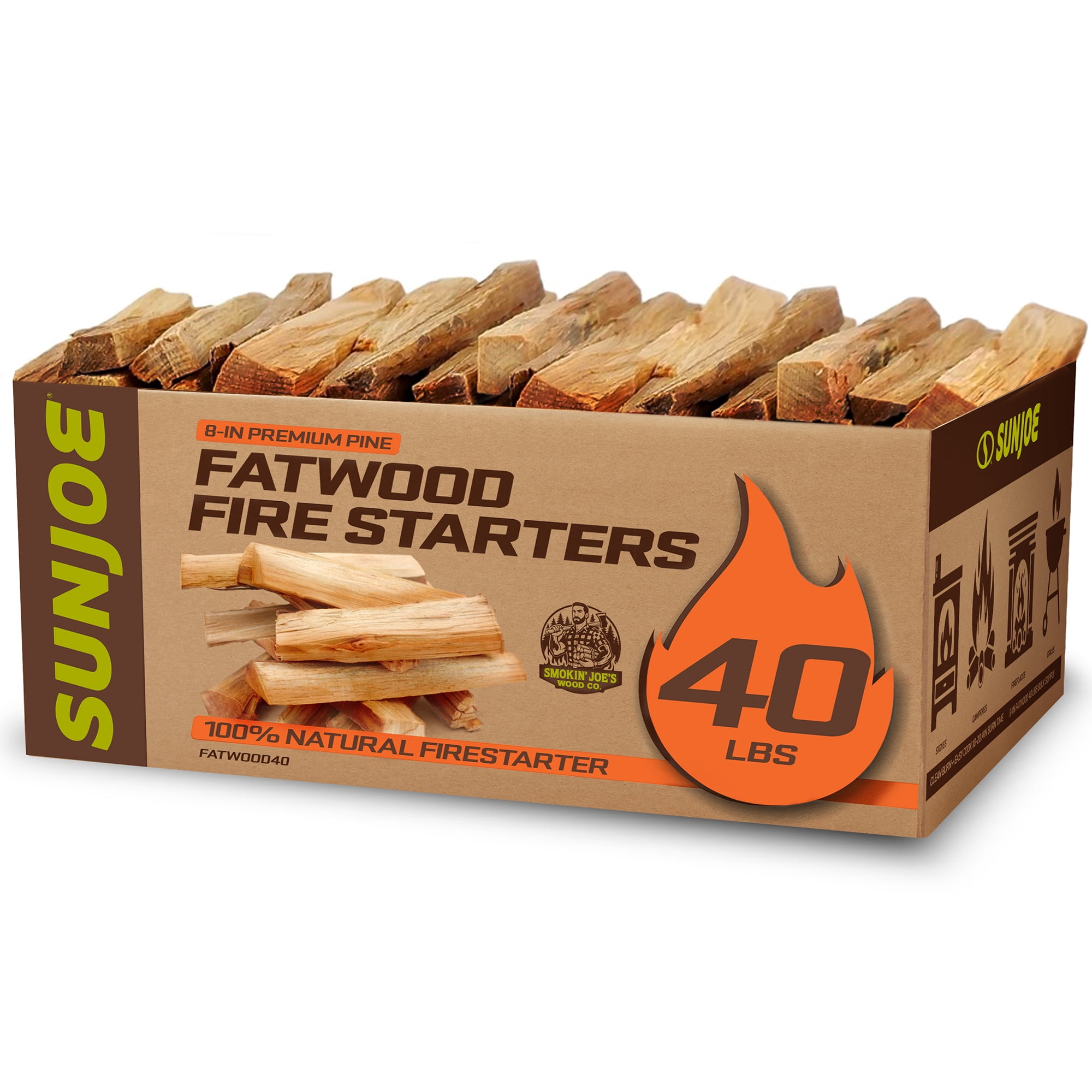 Sun Joe, Fire Starter Sticks, 40 lb, Natural Pine Resin-Rich - Walmart.com