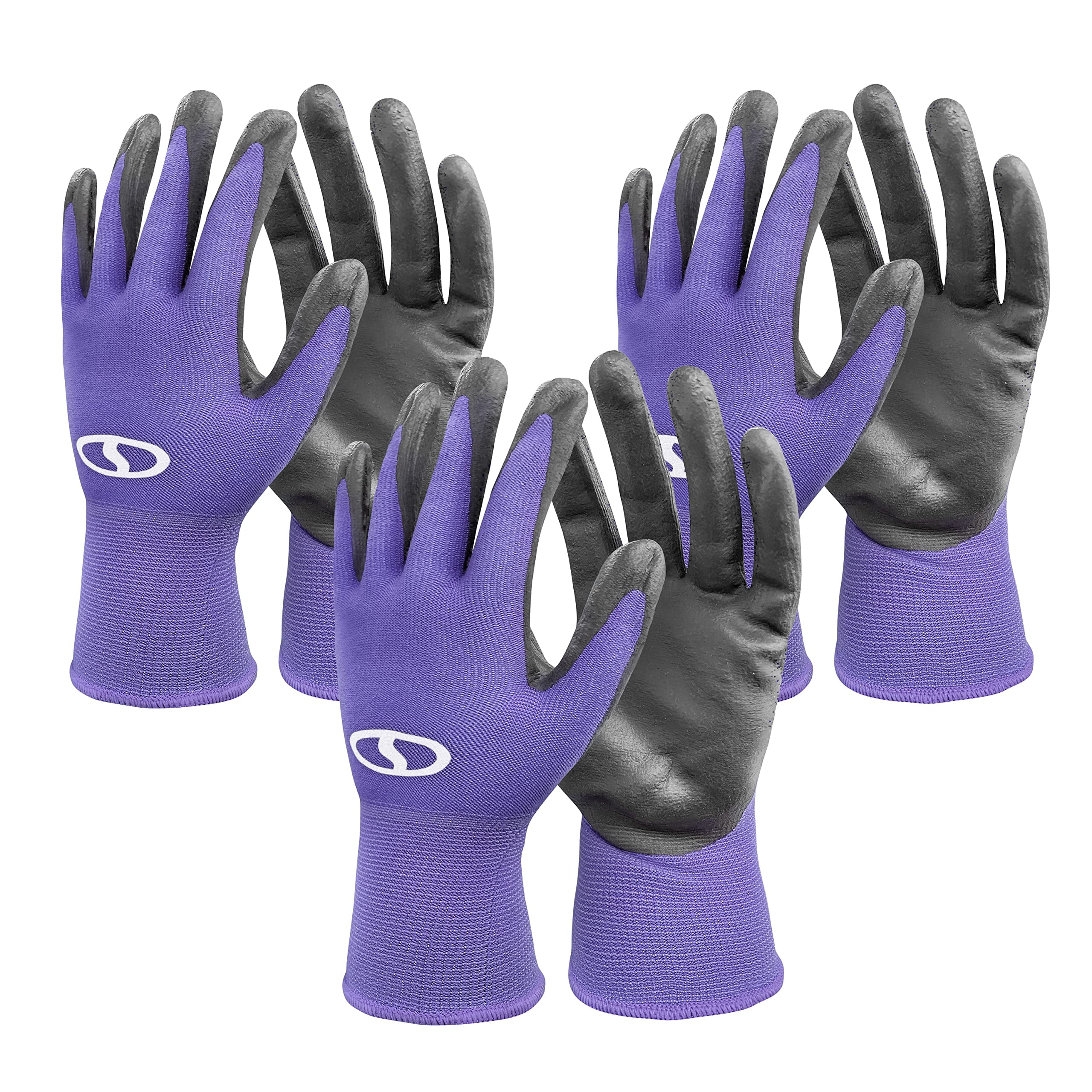 Sun Joe All-Purpose GGNP-S3-PRP Reusable Nitrile-Palm Gloves, Tactile ...