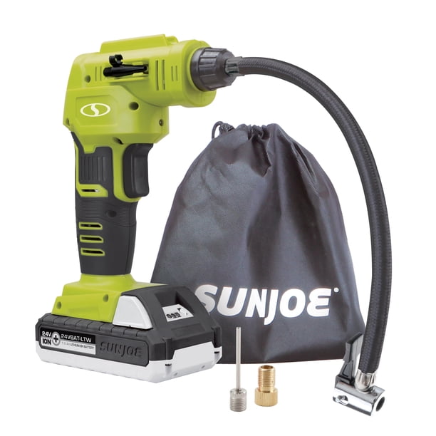 Sun Joe Cordless Portable Air Compressor Kit W/ Nozzle Accessories ...