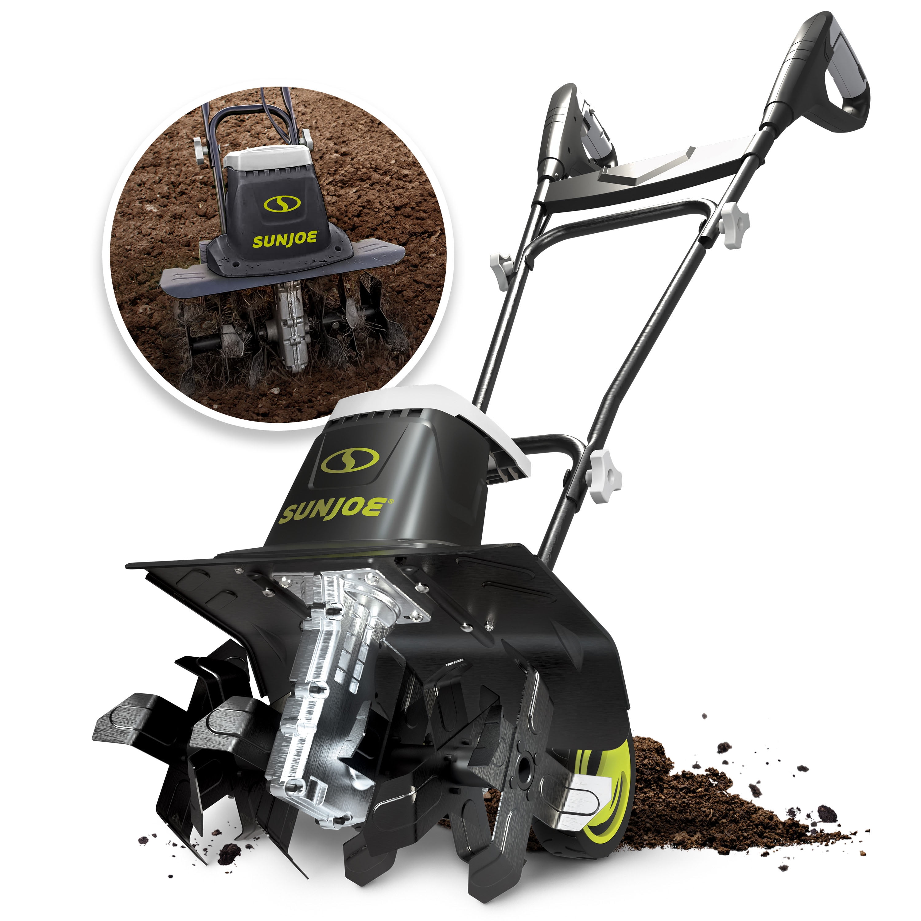 Sun Joe Operated Corded Electric 16-inch Garden Tiller + Cultivator, 12 ...