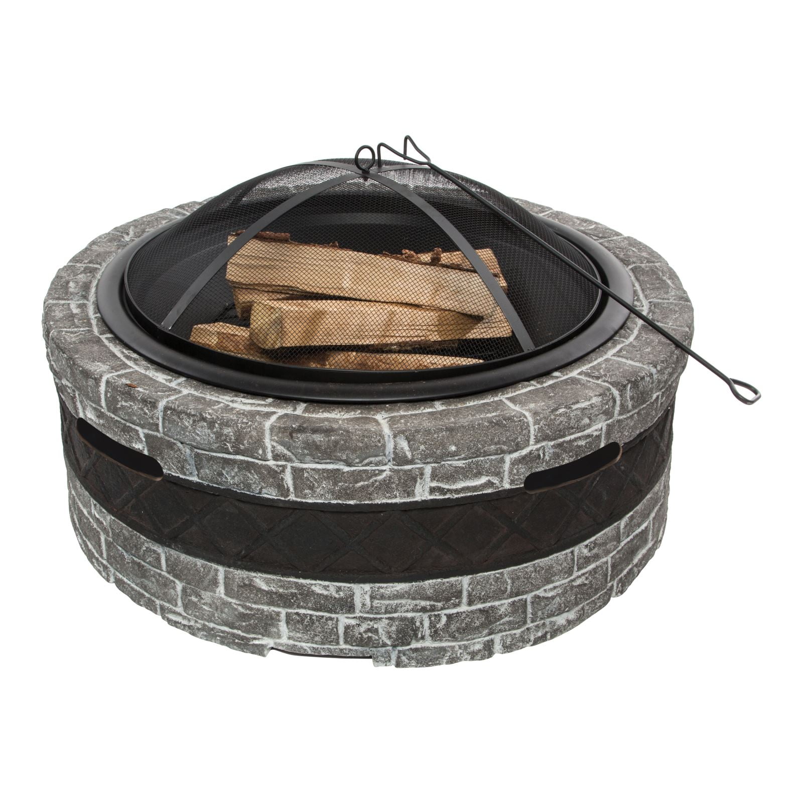 Sun Joe Wood Burning Fire Pit with Dome Screen & Poker, 35″ Charcoal ...