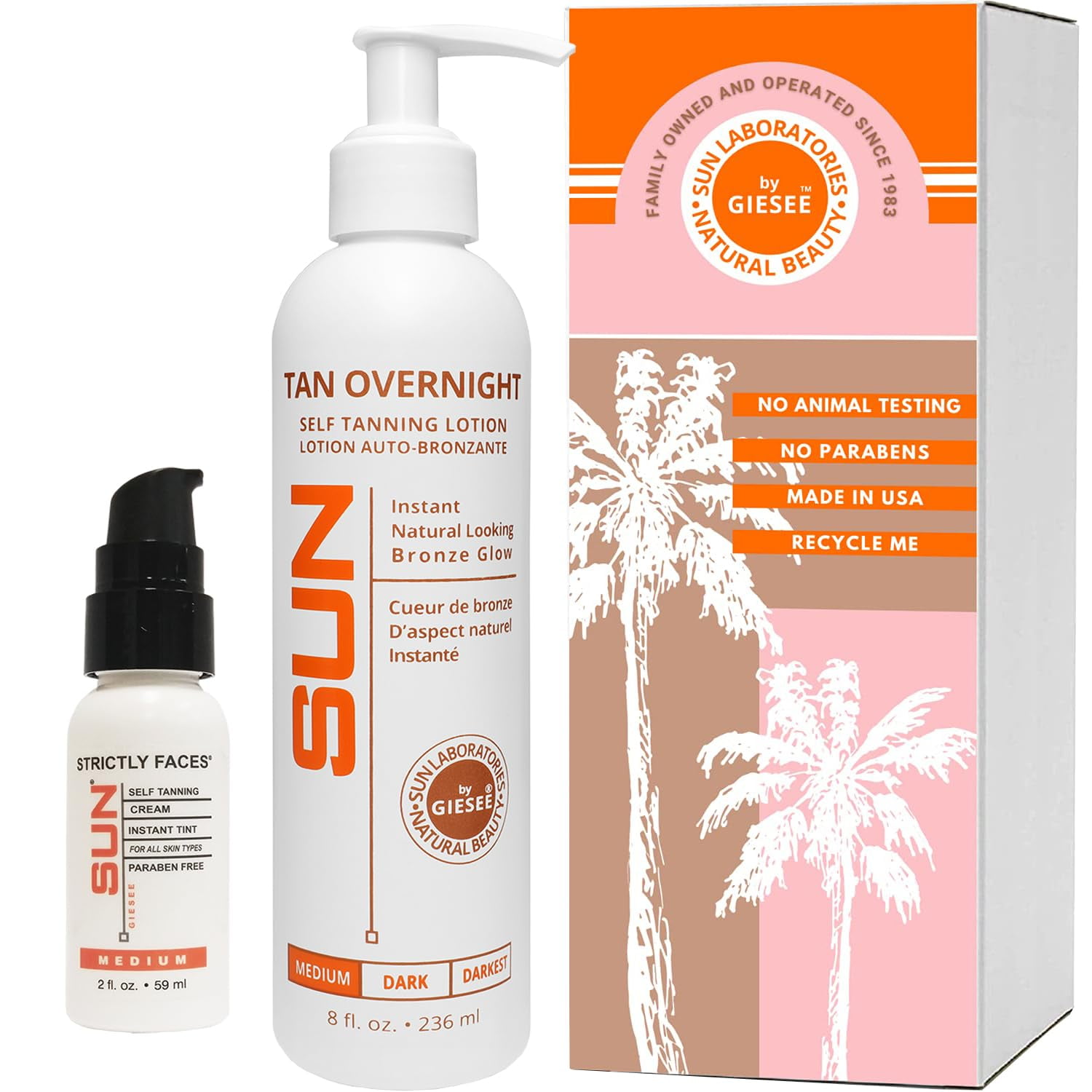 Sun Laboratories By Giesee Self Tanning Kit with 8 oz Tan Overnight ...