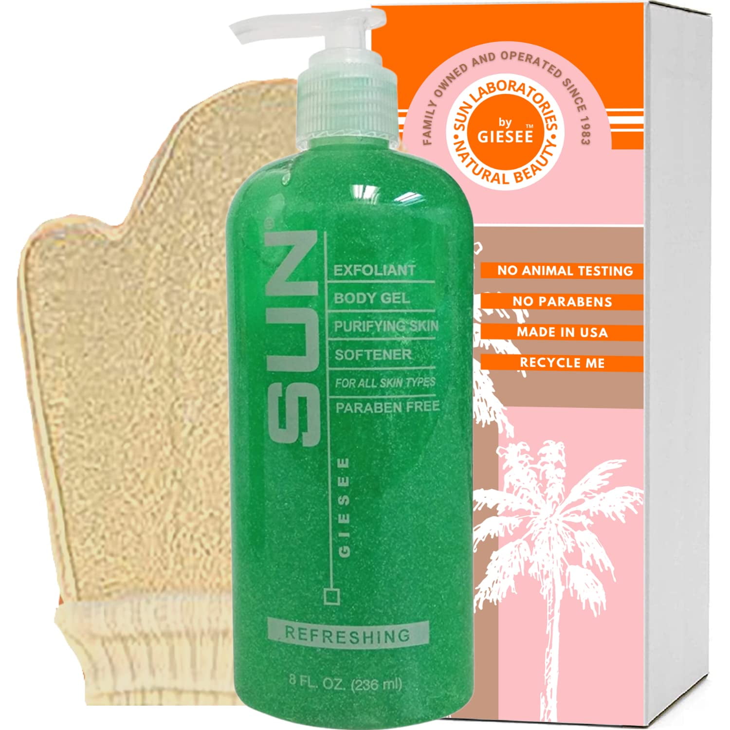 Sun Labs Unscented Exfoliating Body Scrub BSL1 With Loofah Sponge Mitt ...