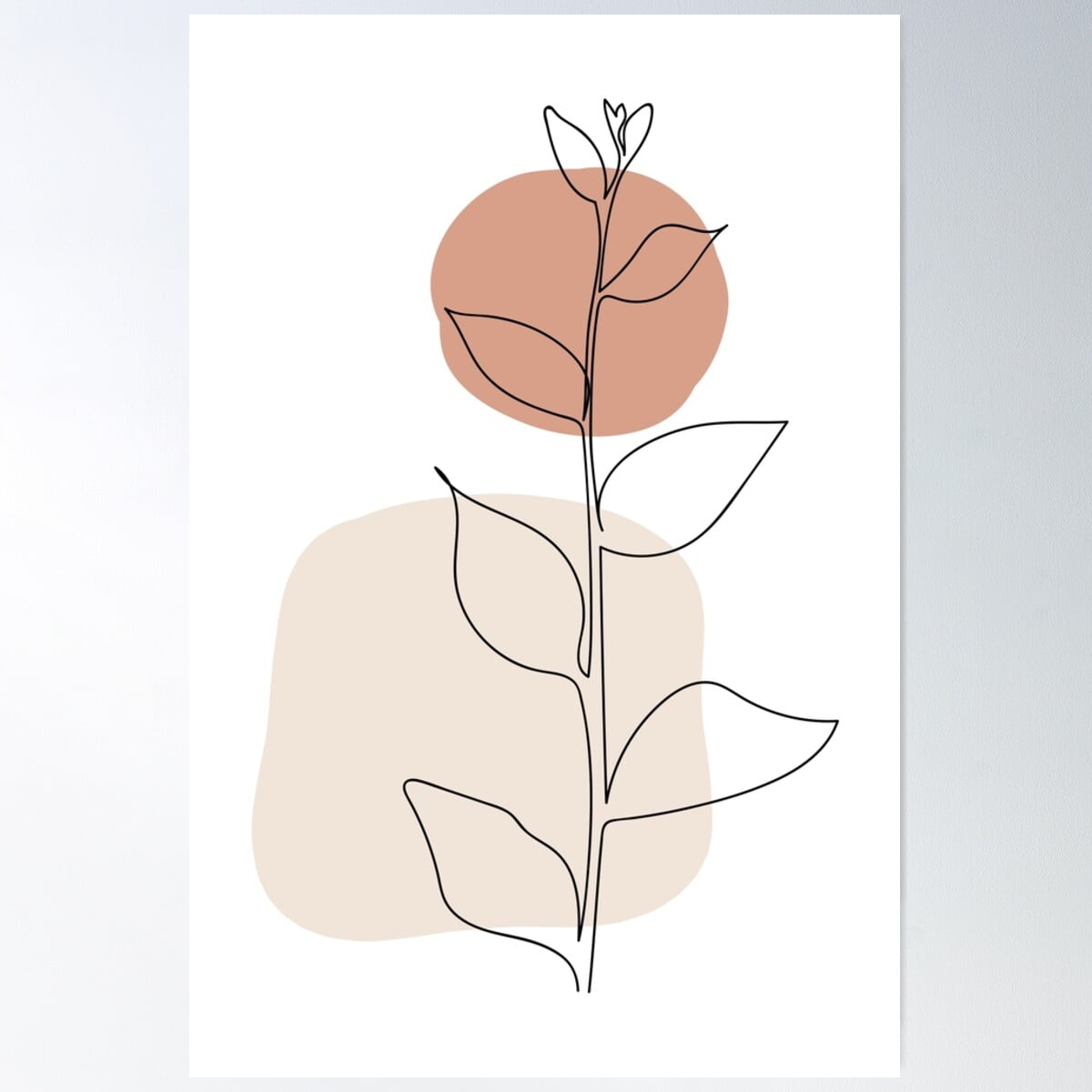 Sun And Leaves - Modern Minimal Line Drawing Botanical Line Art Mid ...