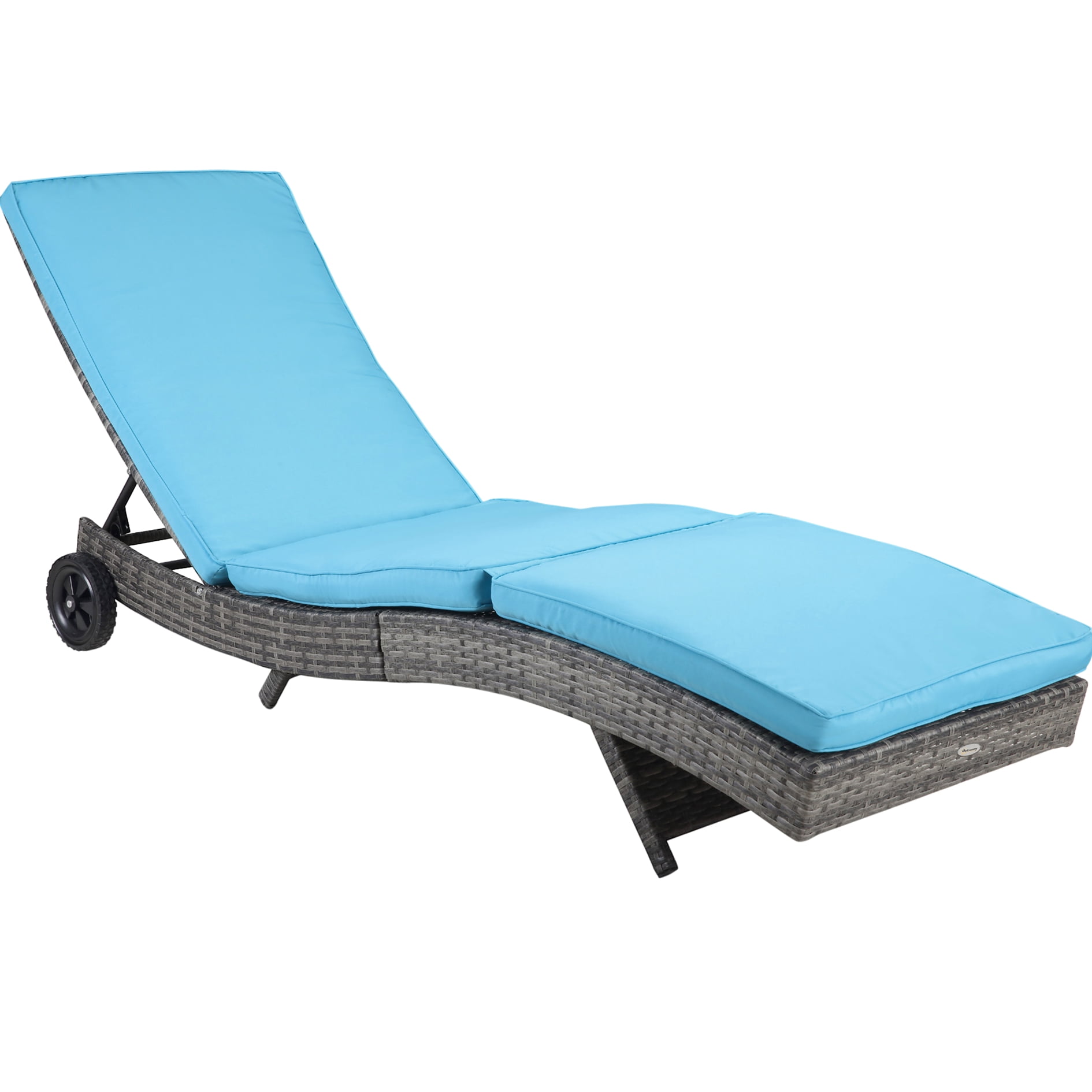 Sun Lounge Chair For Outdoor - Sky Blue, 5-level Adjustable , Wheels ...