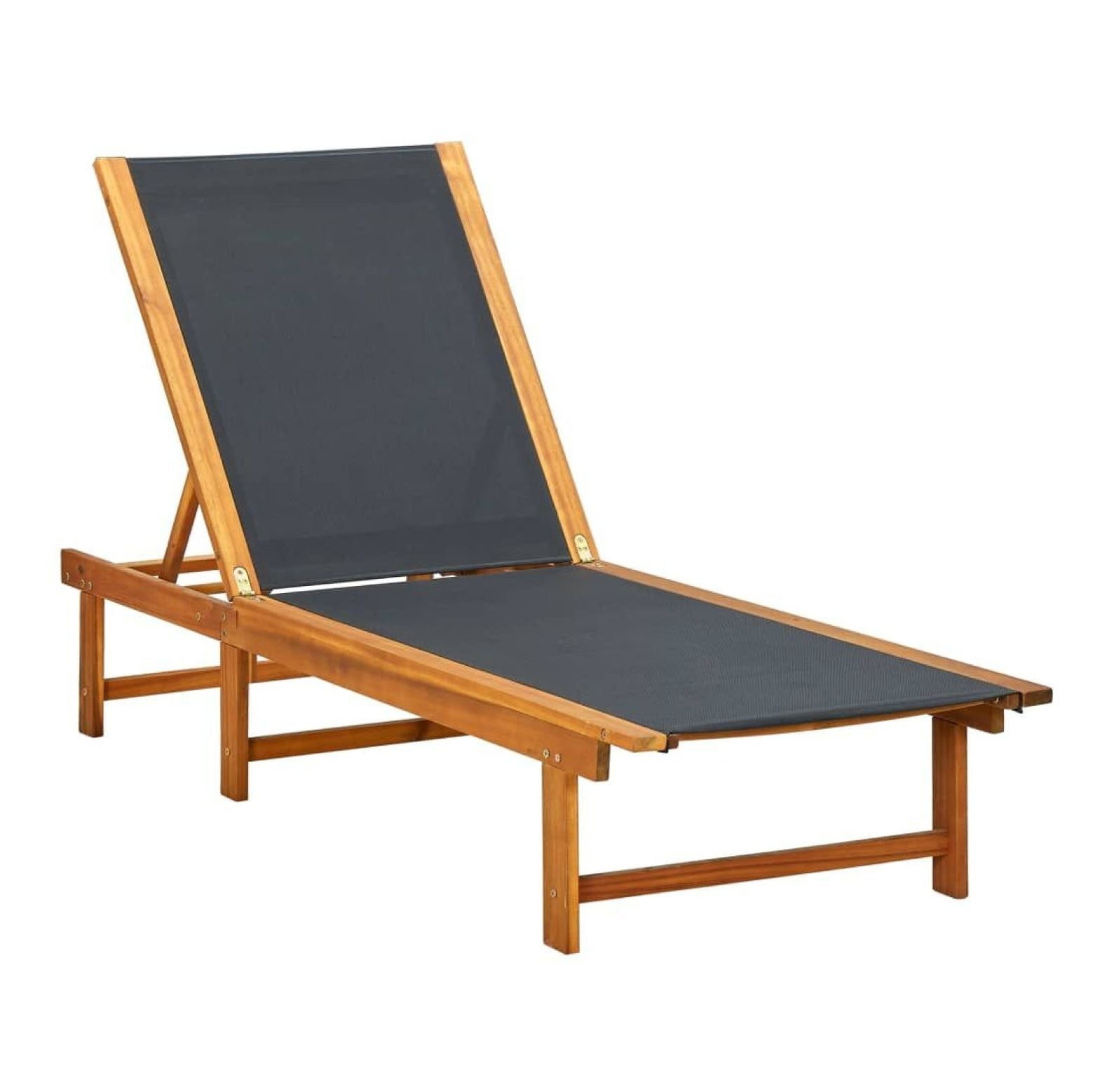 Sun Lounger Solid Wood and Textilene Brown - Walmart.com
