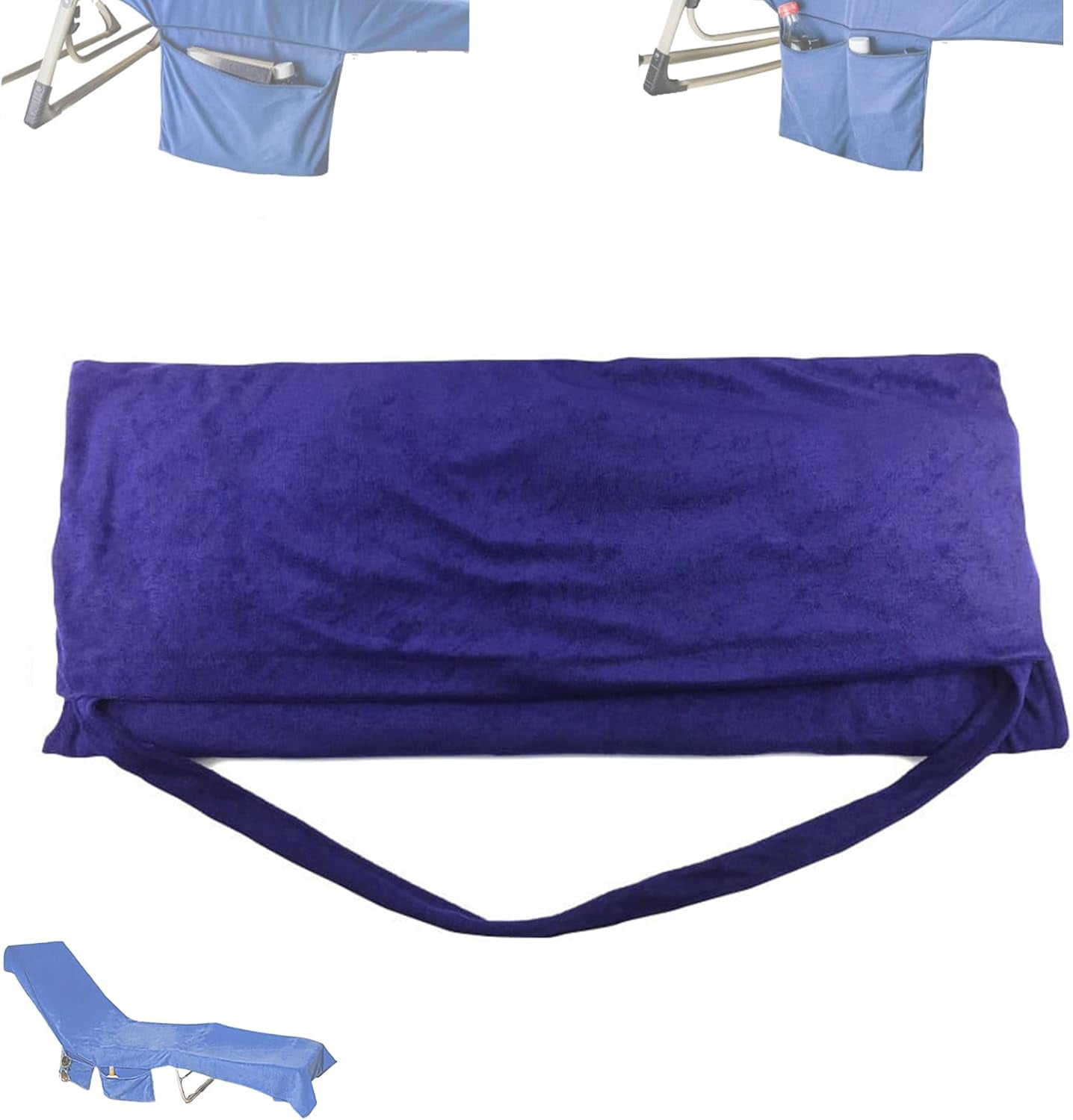 Sun Lounger Towel in Bag with Pockets Storage, Beach Chair Towel ...