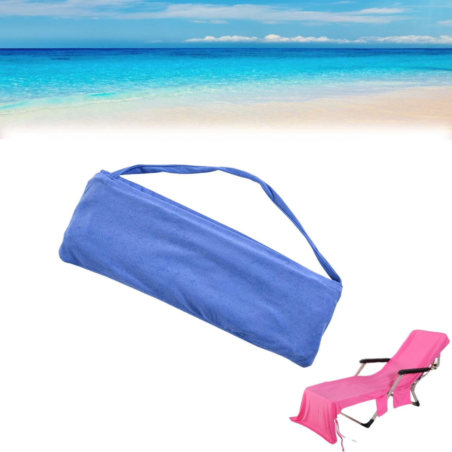Sun Lounger Towel in Bag with Pockets Storage, Lounge Chair Towel Cover ...