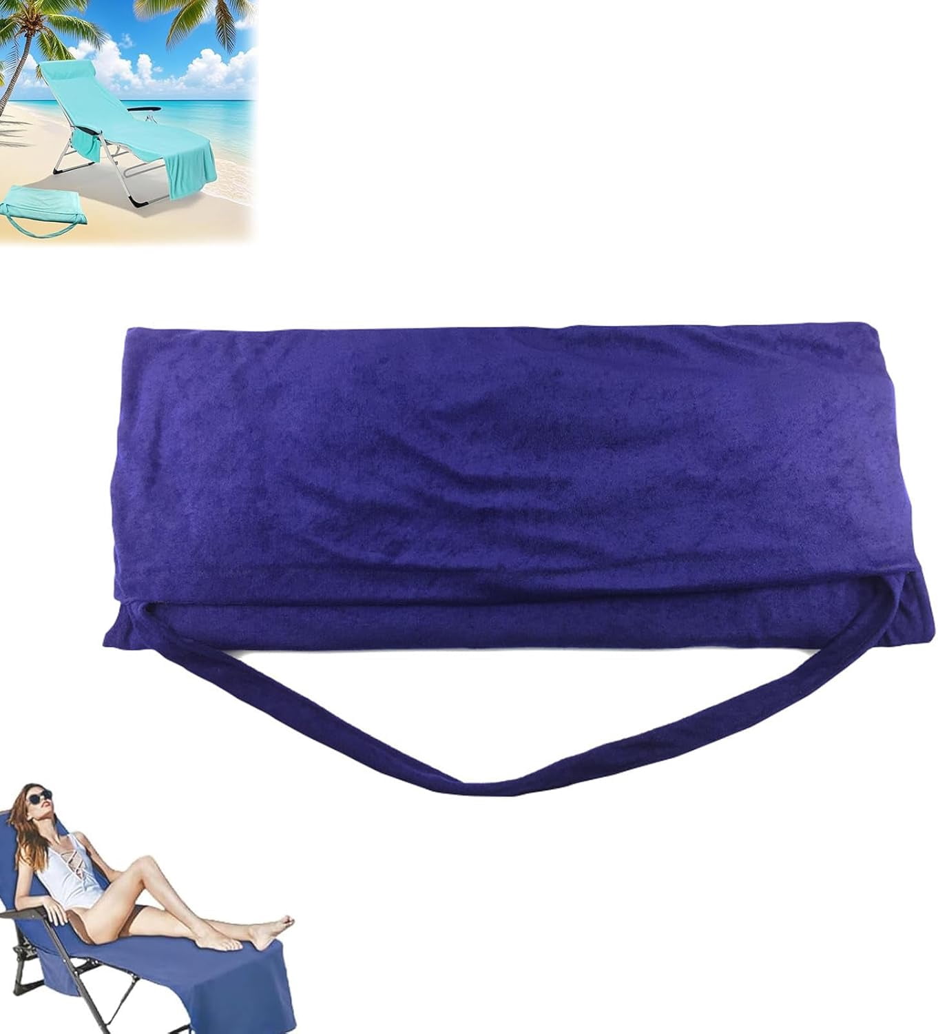Sun Lounger Towel in Bag with Pockets Storage, Lounge Chair Towel ...