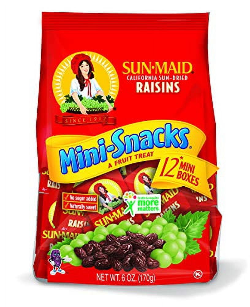Sun-Maid California Dried Raisins Mini Snack Packs 0.5 Oz Boxes, 12 CT ...