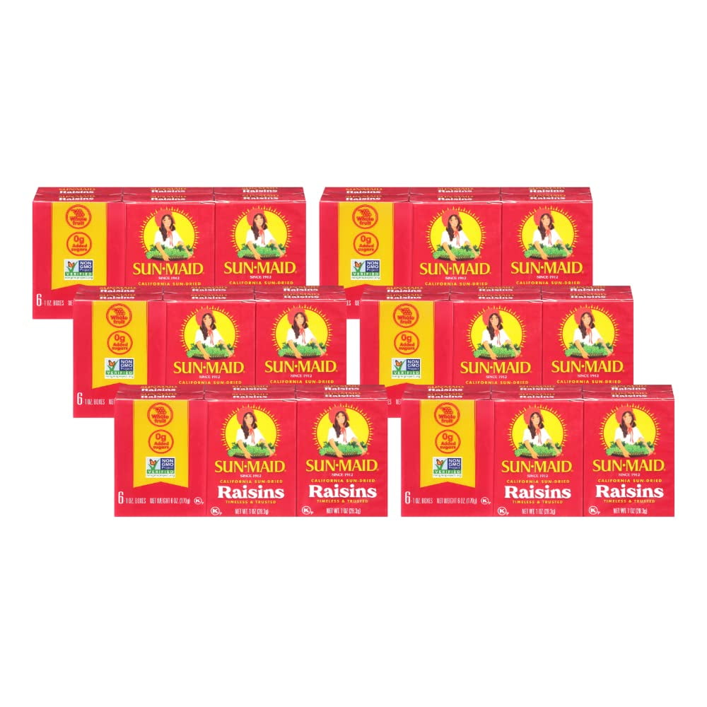 Sun Maid California Raisins 6 Boxes (pack of 6) - 1.33oz Boxes ...