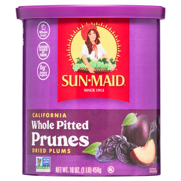 Sun-Maid California Sun-Dried Fruit Whole Pitted Prunes, Dried Plums, 16 oz Canister - Walmart ...
