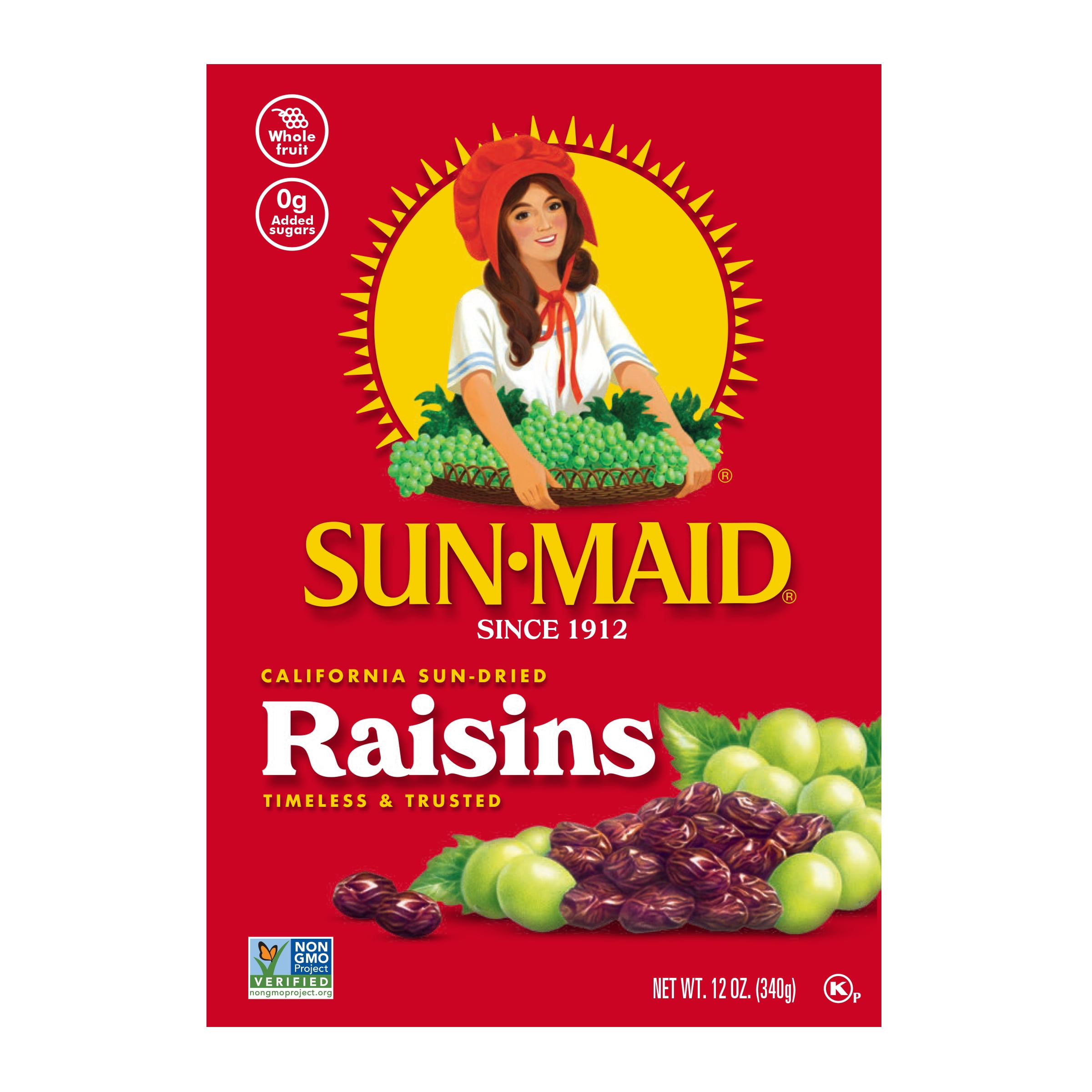 Sun-Maid Natural Sun-Dried Raisins, Non-GMO, Low-Fat, 120-Calorie Snack ...
