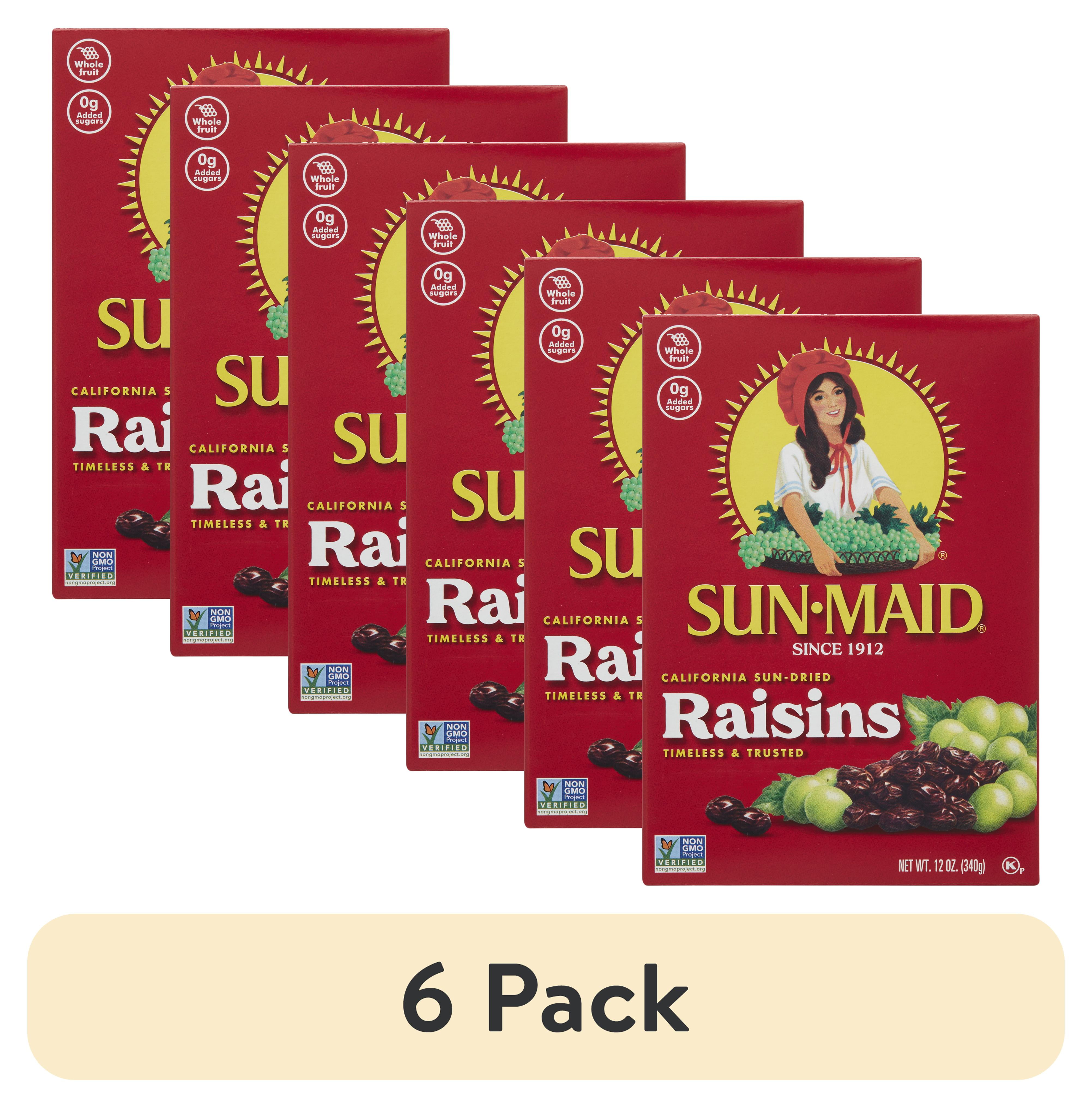(6 pack) Sun-Maid California Sun-Dried Raisins, Dried Fruit Snack, 12 ...