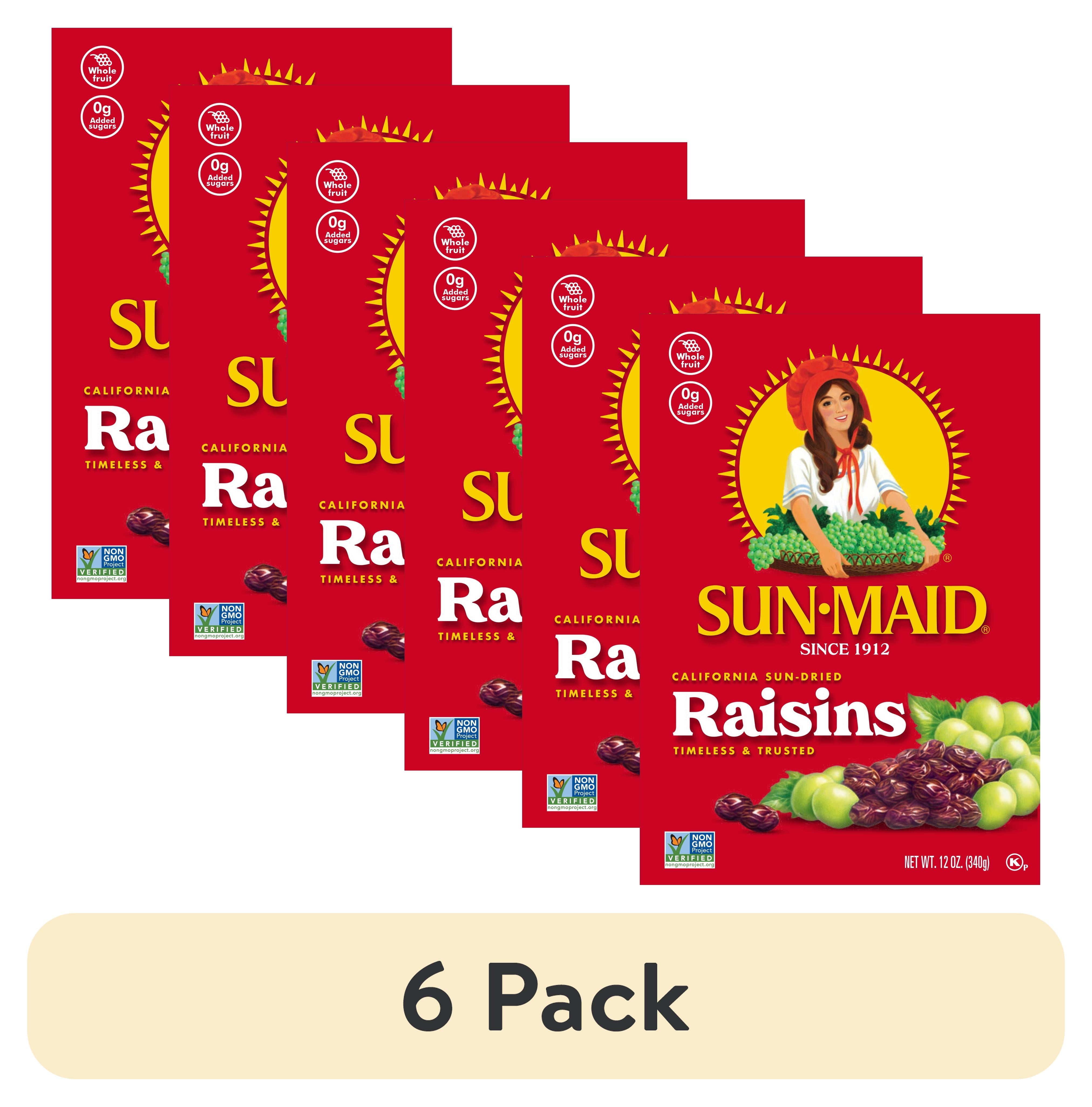 (6 pack) Sun-Maid® California Sun-Dried Raisins 12oz Bag in a Box ...