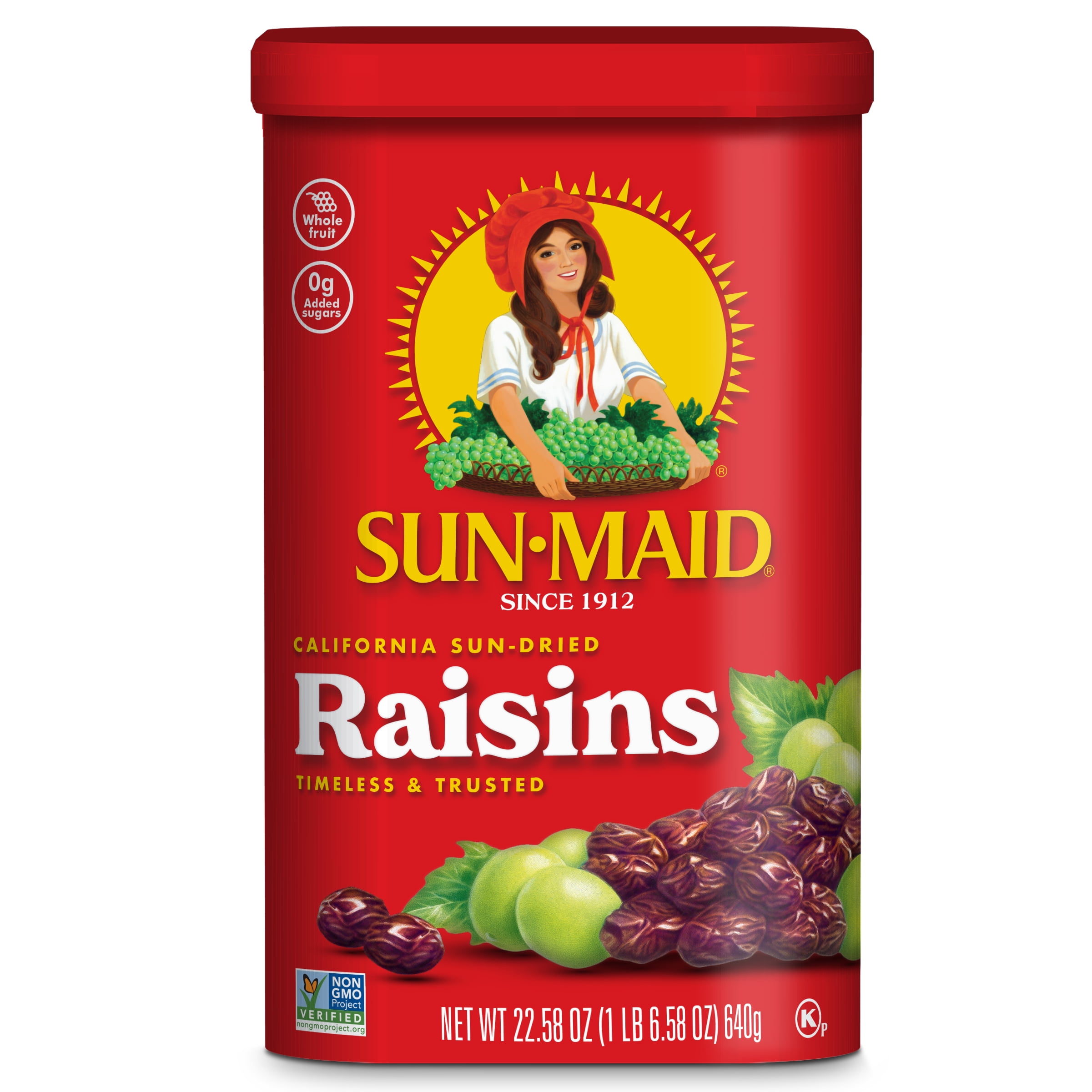 Sun-Maid Sun-Dried California Raisins, Non-GMO Dried Fruit Snack, 22.58 ...