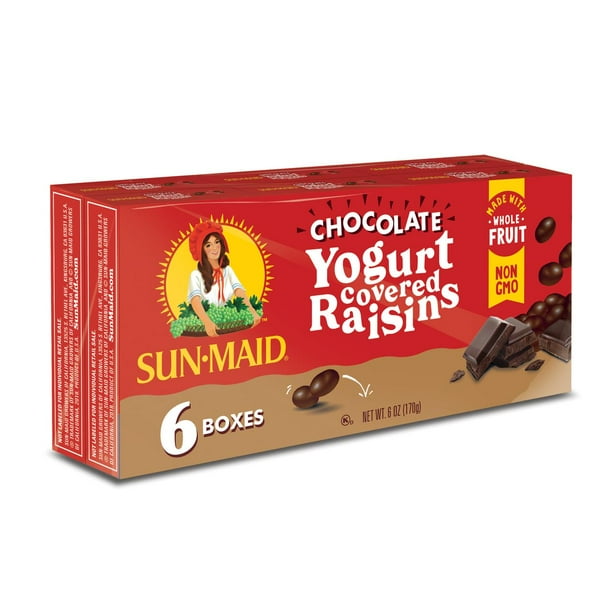 Sun-Maid Chocolate Yogurt Covered Raisins, Dried Fruit + Yogurt Snack ...
