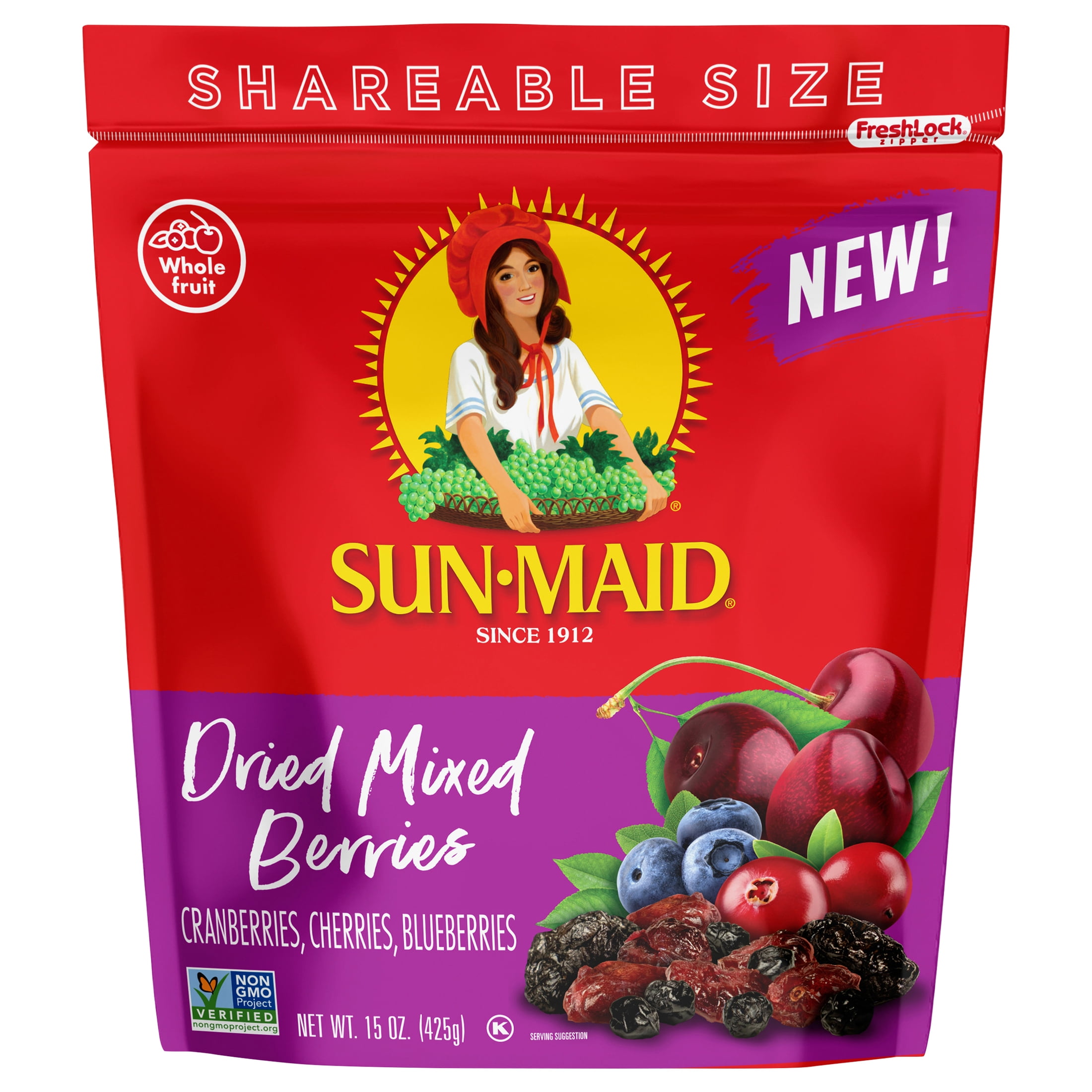 Sun-Maid® Dried Mixed Berries 15oz Fresh-Lock® Zipper Resealable Stand ...