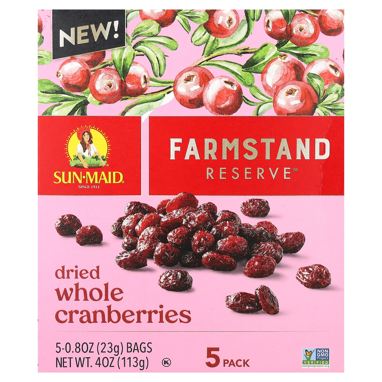 Sun-Maid Farmstand Reserve™, Dried Whole Cranberries, 5 Packs, 0.8 oz ...