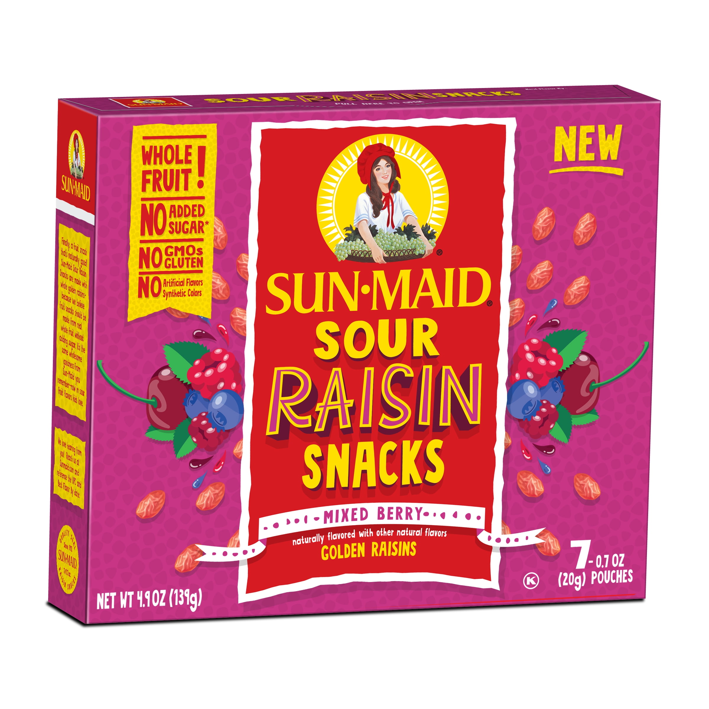 Sun-Maid Healthy Fruit Snacks - Sour Raisins Mixed Berry, 7-Count Box/0 ...