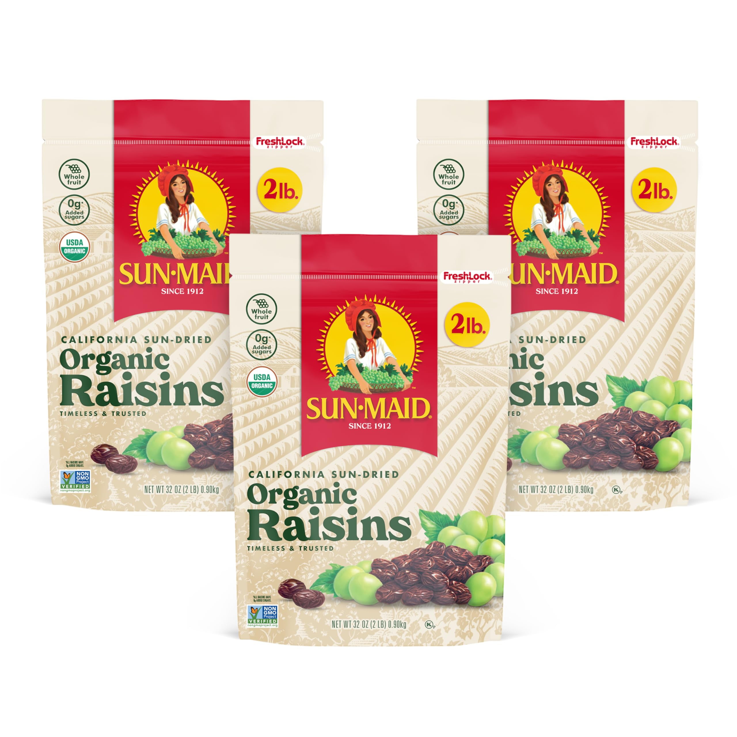 Sun-Maid Organic California Sun-Dried Raisins - 32 oz Resealable Bag ...