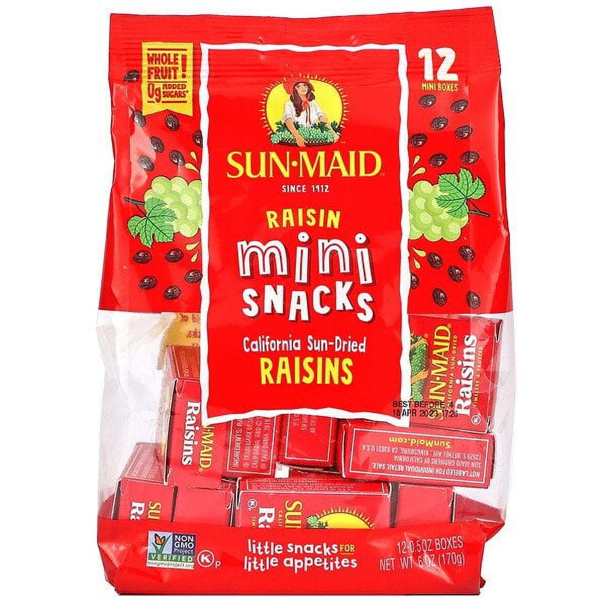 Sun-Maid, Raisin Mini Snacks, 12 Boxes, 0.5 oz Pack of 2 - Walmart.com