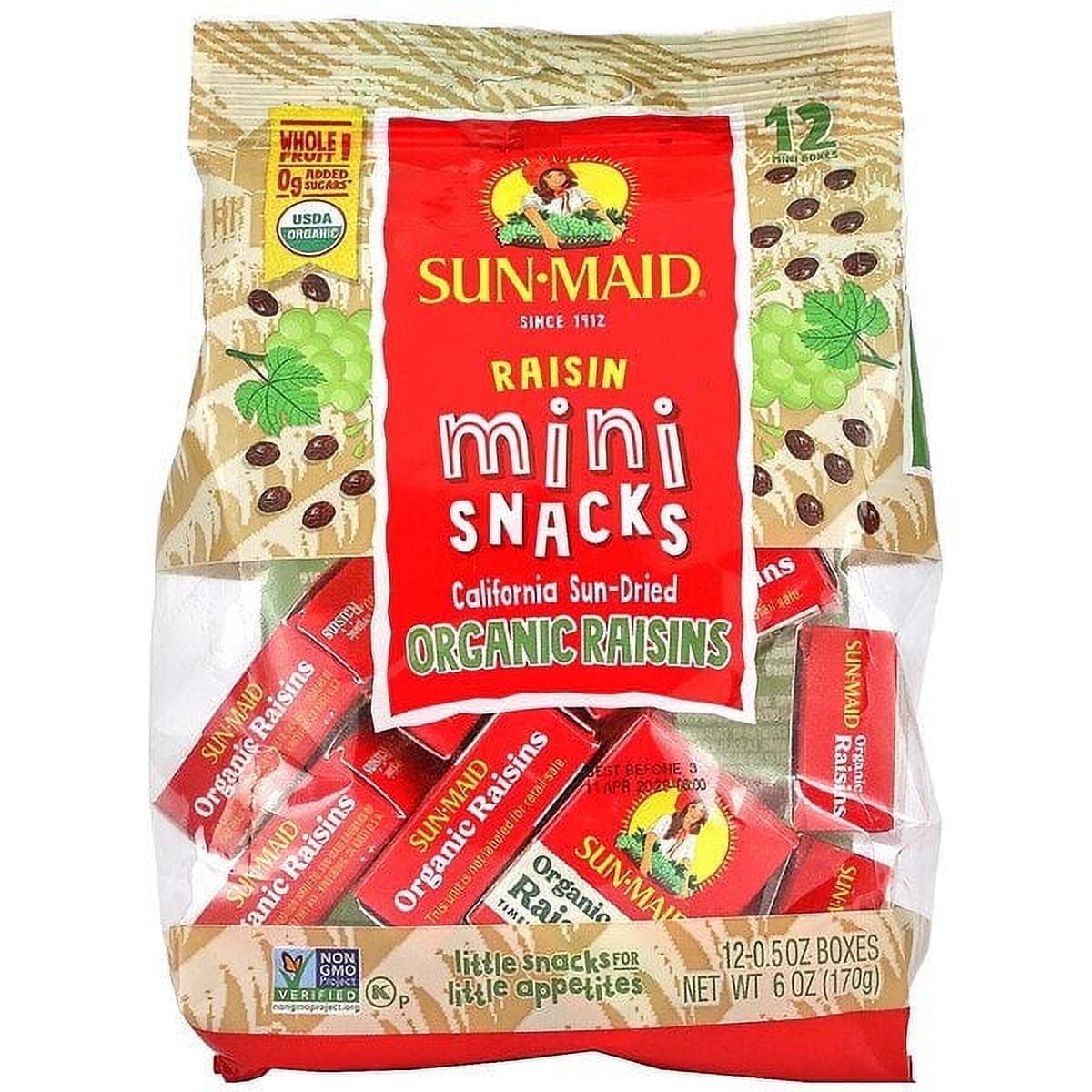 Sun-Maid, Raisin Mini-Snacks, 12 Boxes, 0.5 oz Pack of 3 - Walmart.com