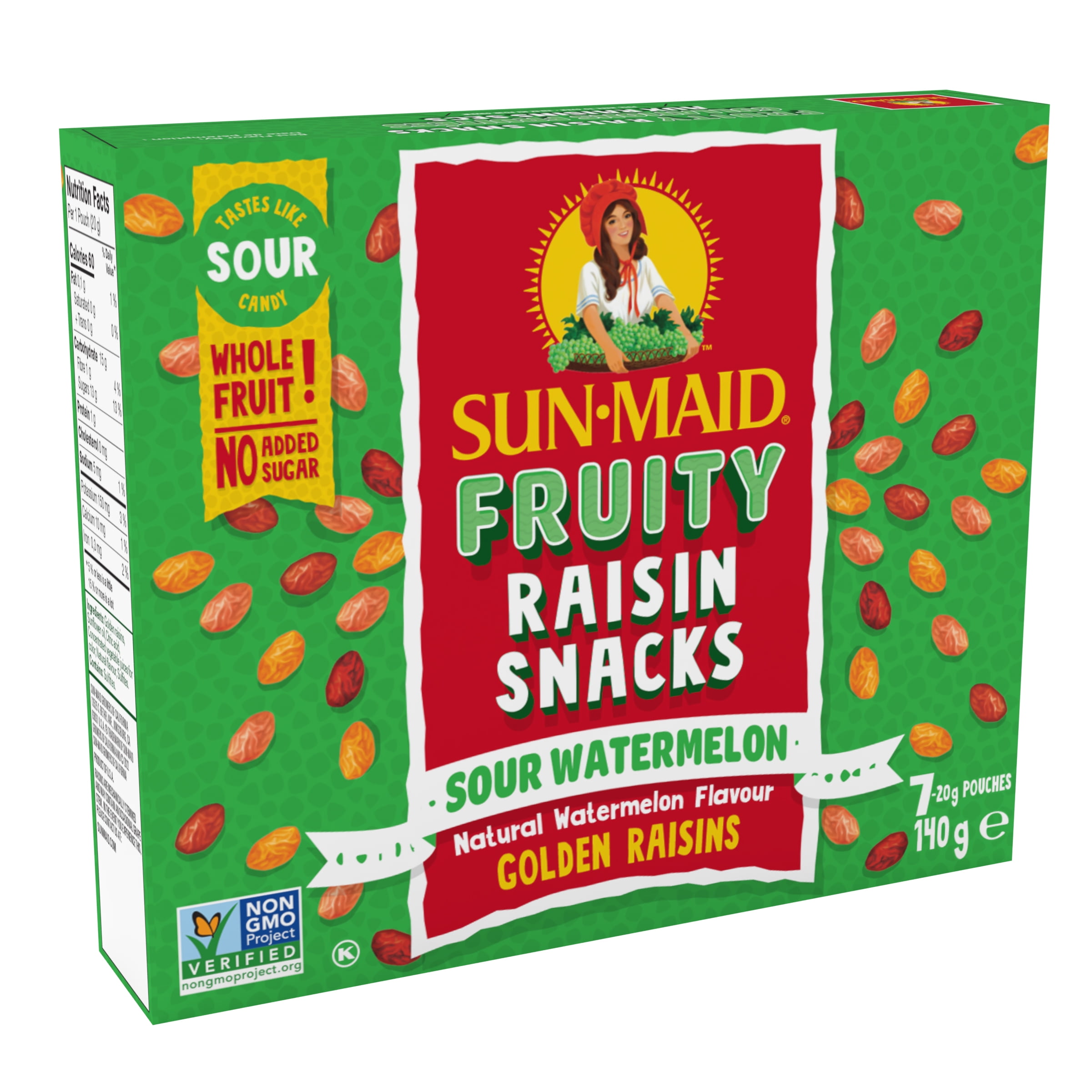 Sun-Maid Sour Watermelon Fruity Raisin Snacks, Dried Fruit Snack, 0.7 ...