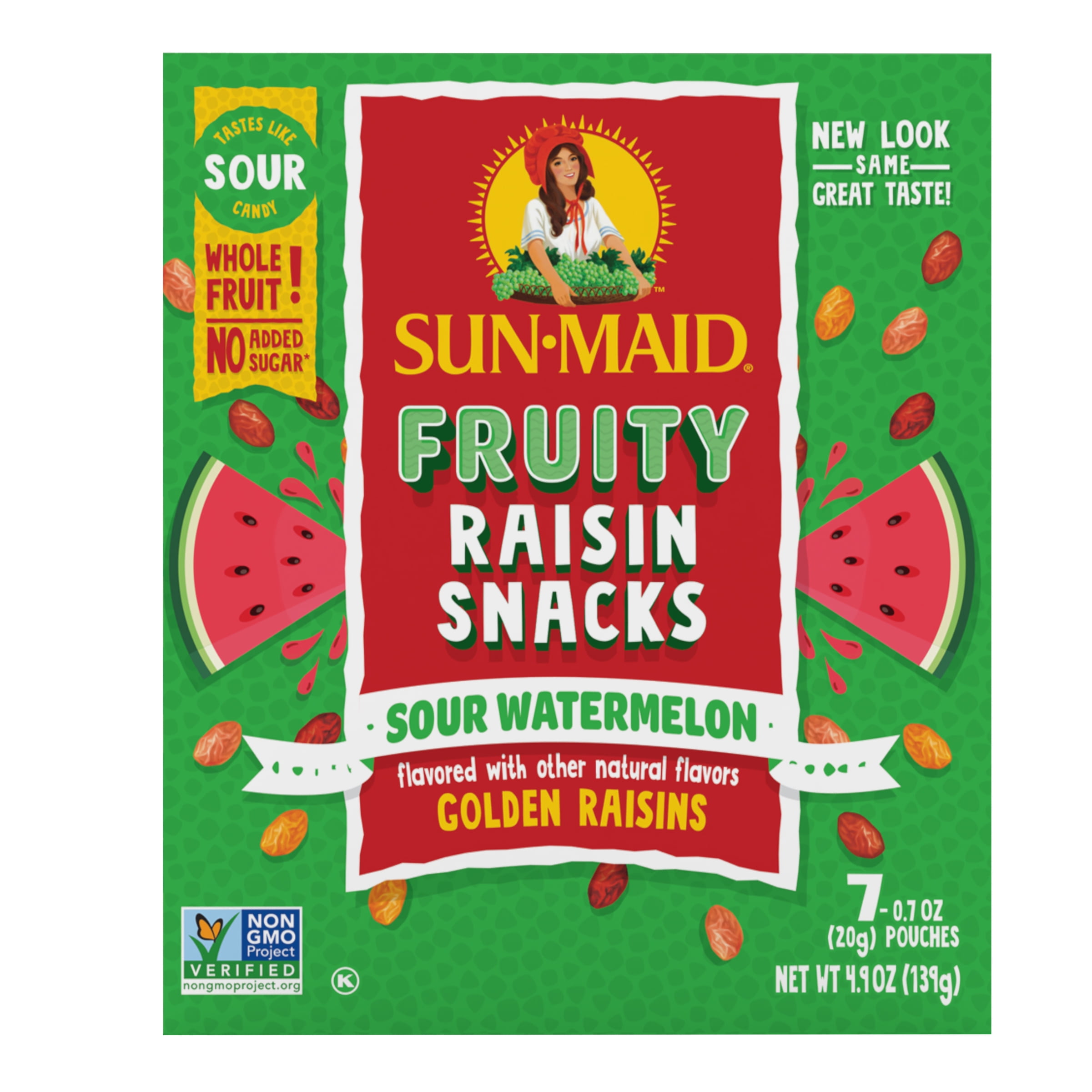 Sun-Maid Sour Watermelon Fruity Raisin Snacks, Dried Fruit Snack, 0.7 ...